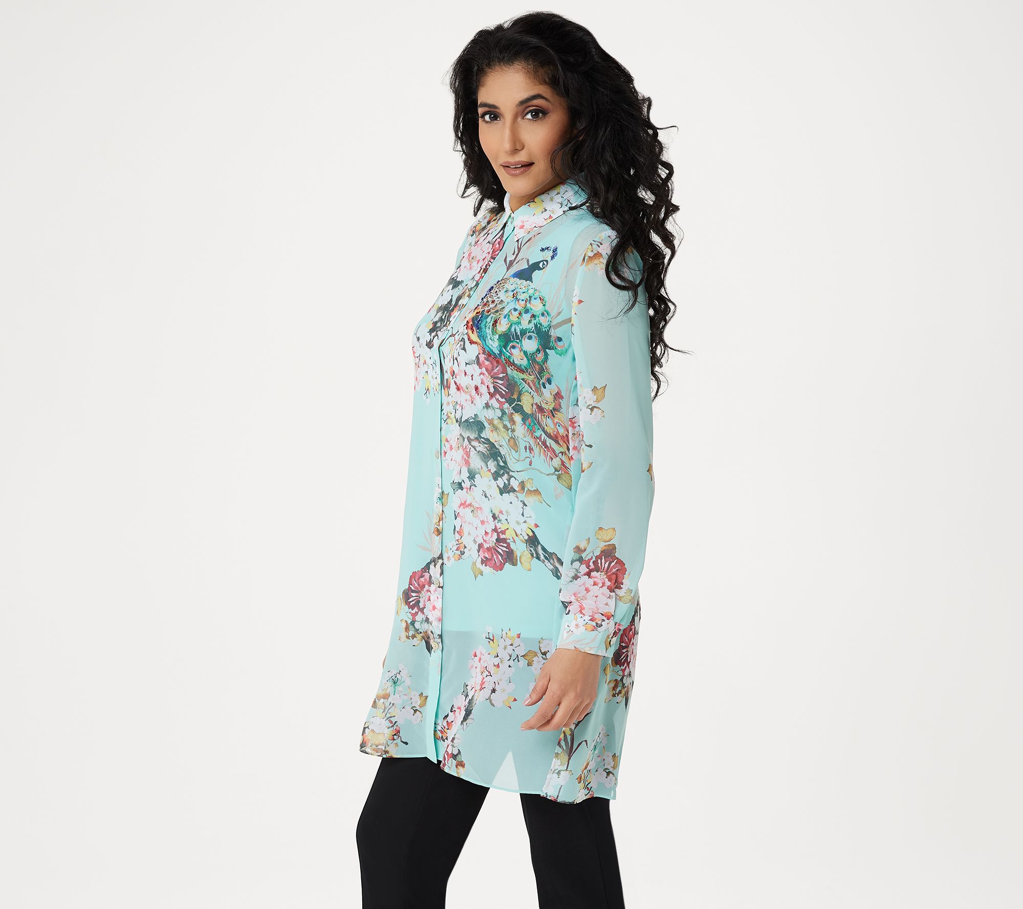 "As Is" Dennis Basso Printed Button-Front Duster and Knit Tank Set ...