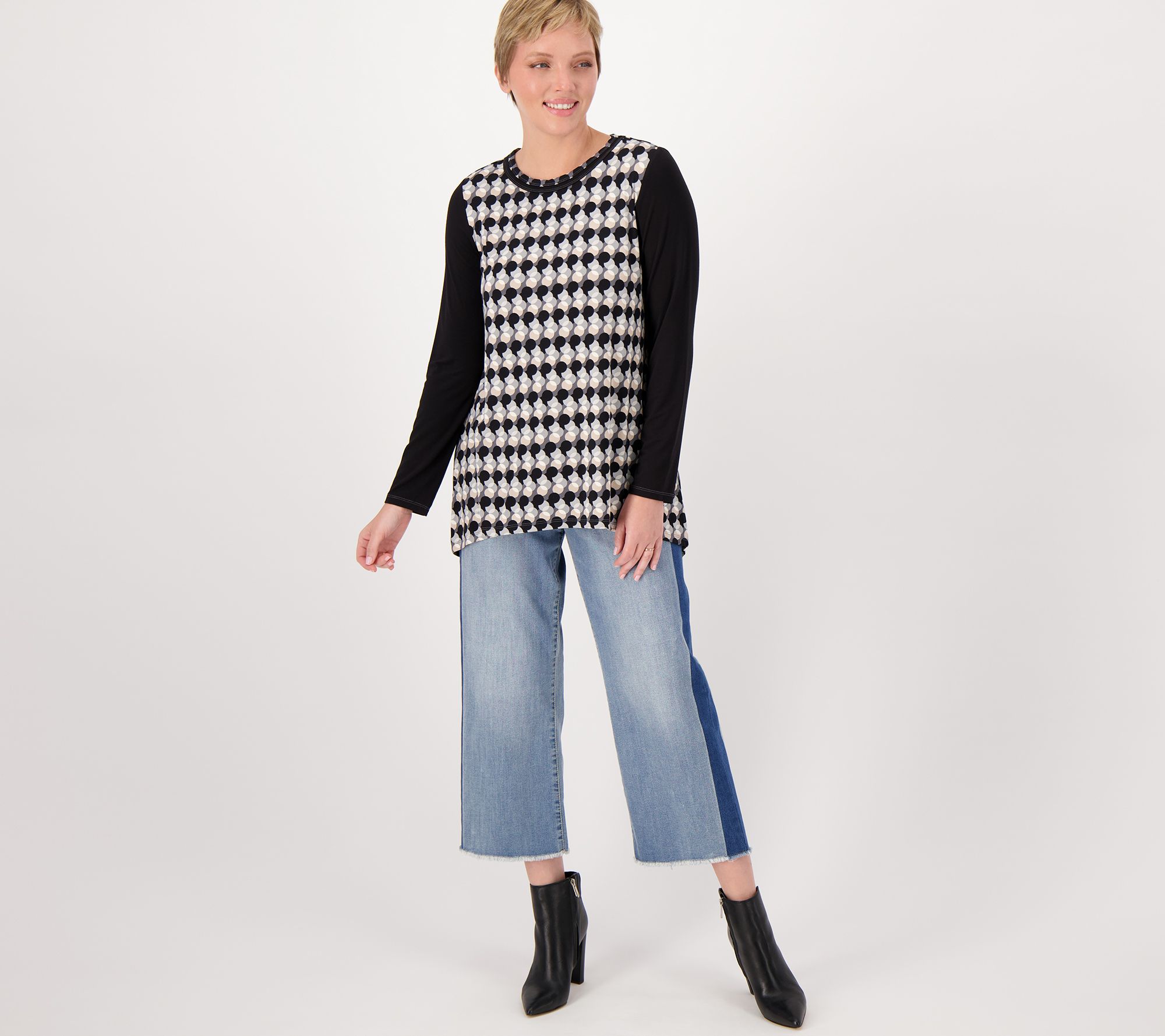 "As Is" LOGO by Lori Goldstein Rayon 230 Mixed Print Long Sleeve Top ...