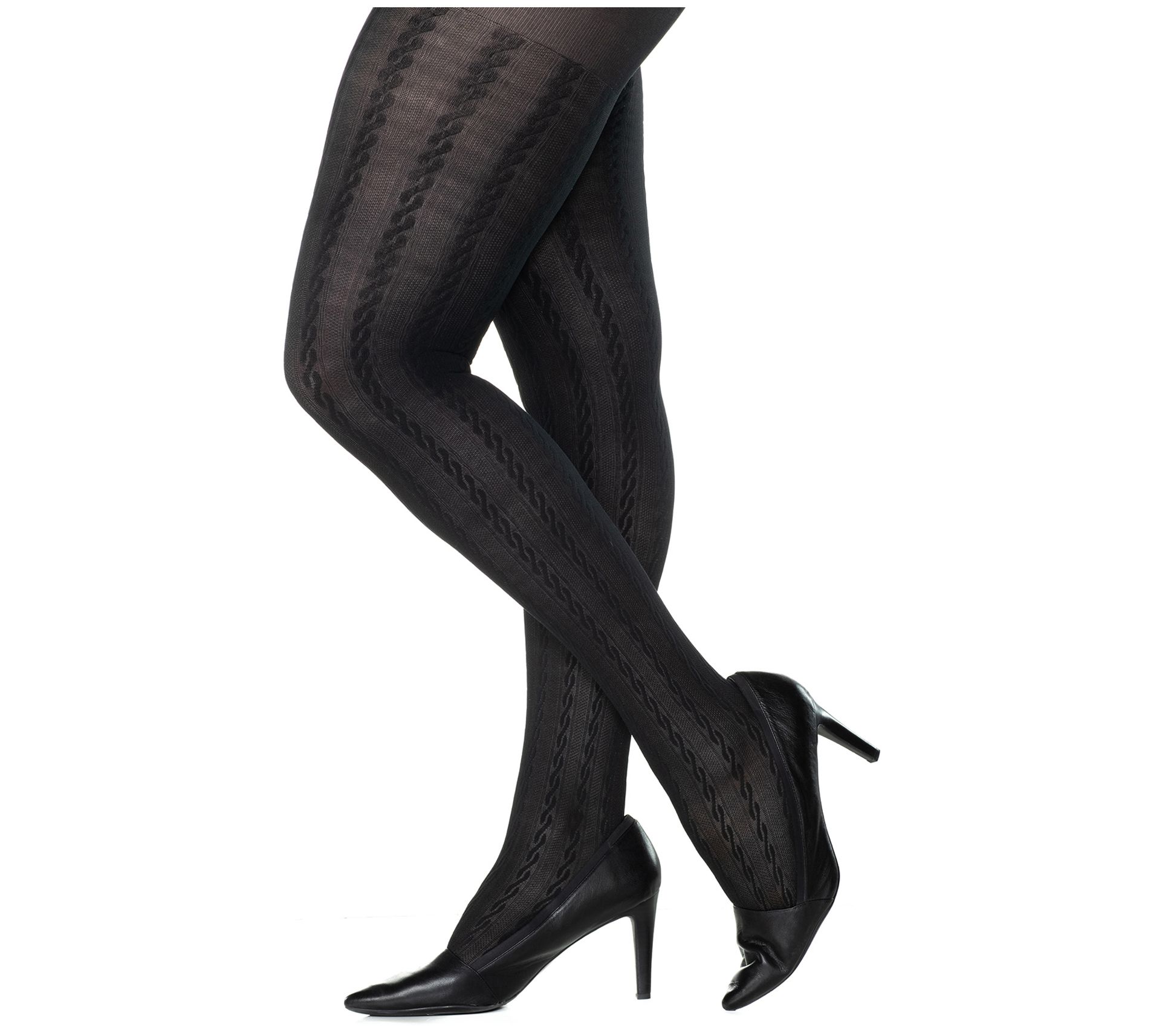 Badgley Mischka Plus Size Fashion Cable Semi Op Aque Tights