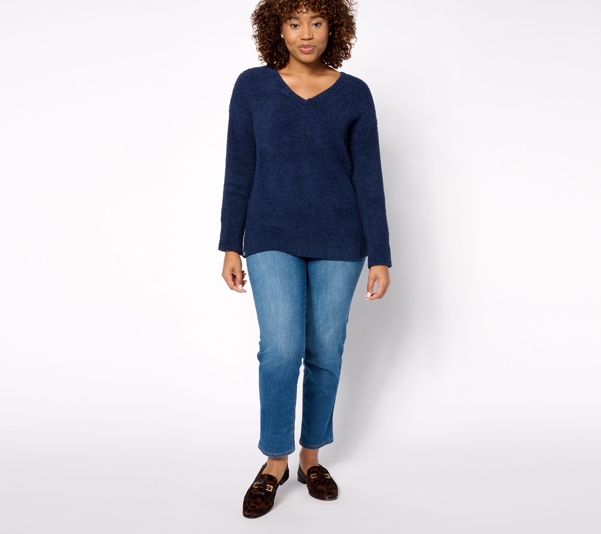 "As Is" Barefoot Dreams CozyChic Open V-Neck Pullover - QVC.com