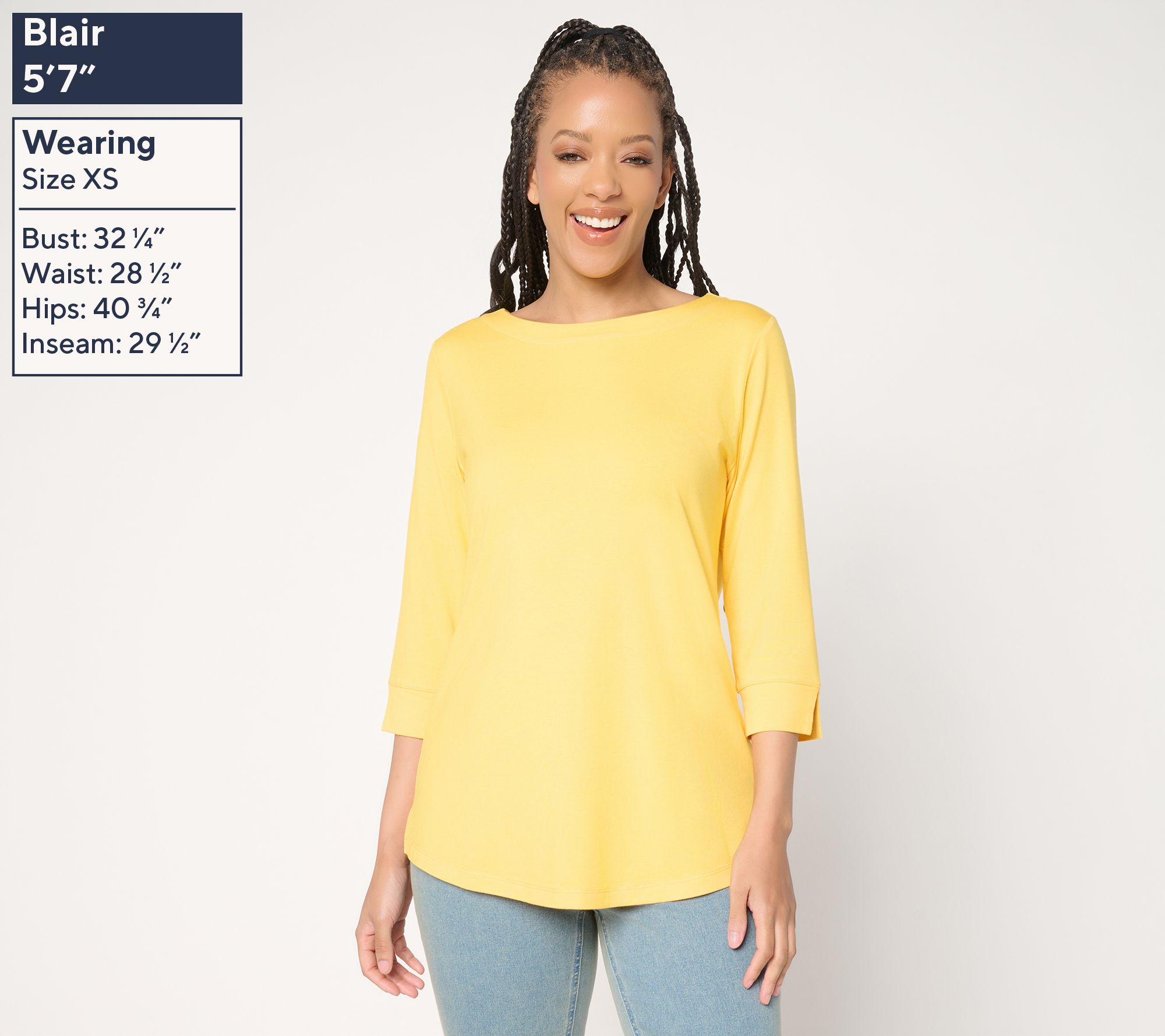 Denim & Co. Essentials So Soft Jersey 3/4 Sleeve Boat Neck Top - QVC.com