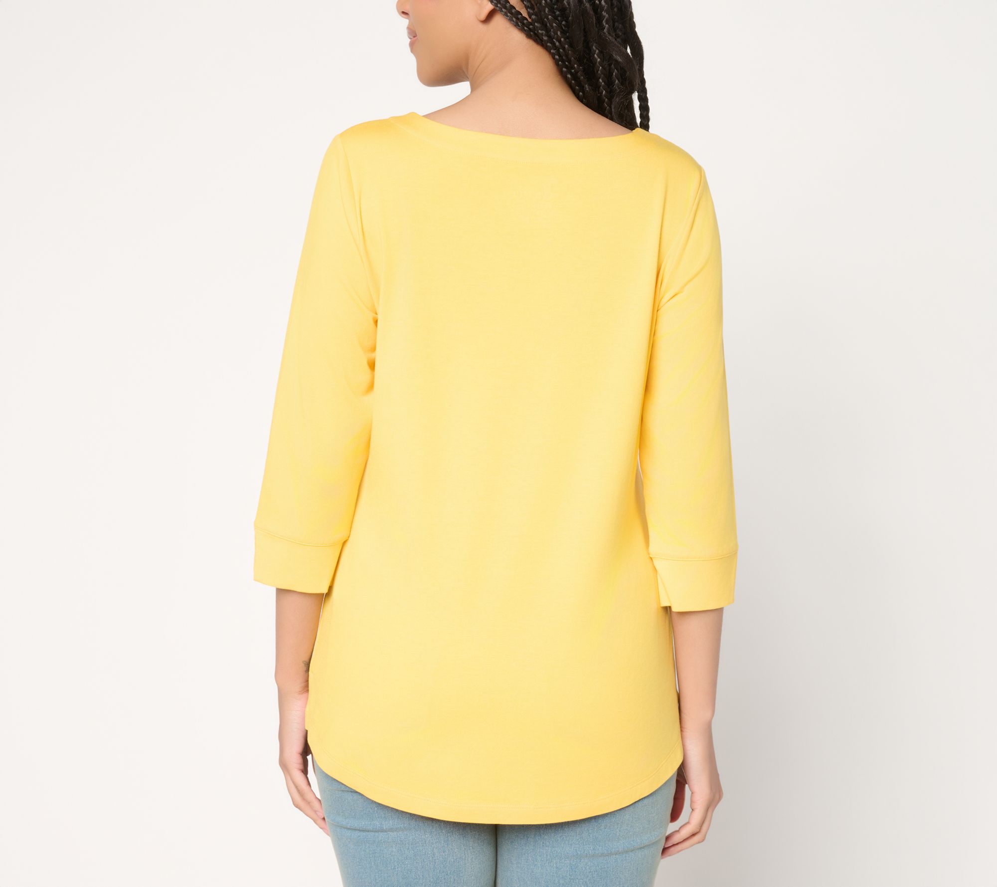 Denim & Co. Essentials So Soft Jersey 3/4 Sleeve Boat Neck Top - QVC.com