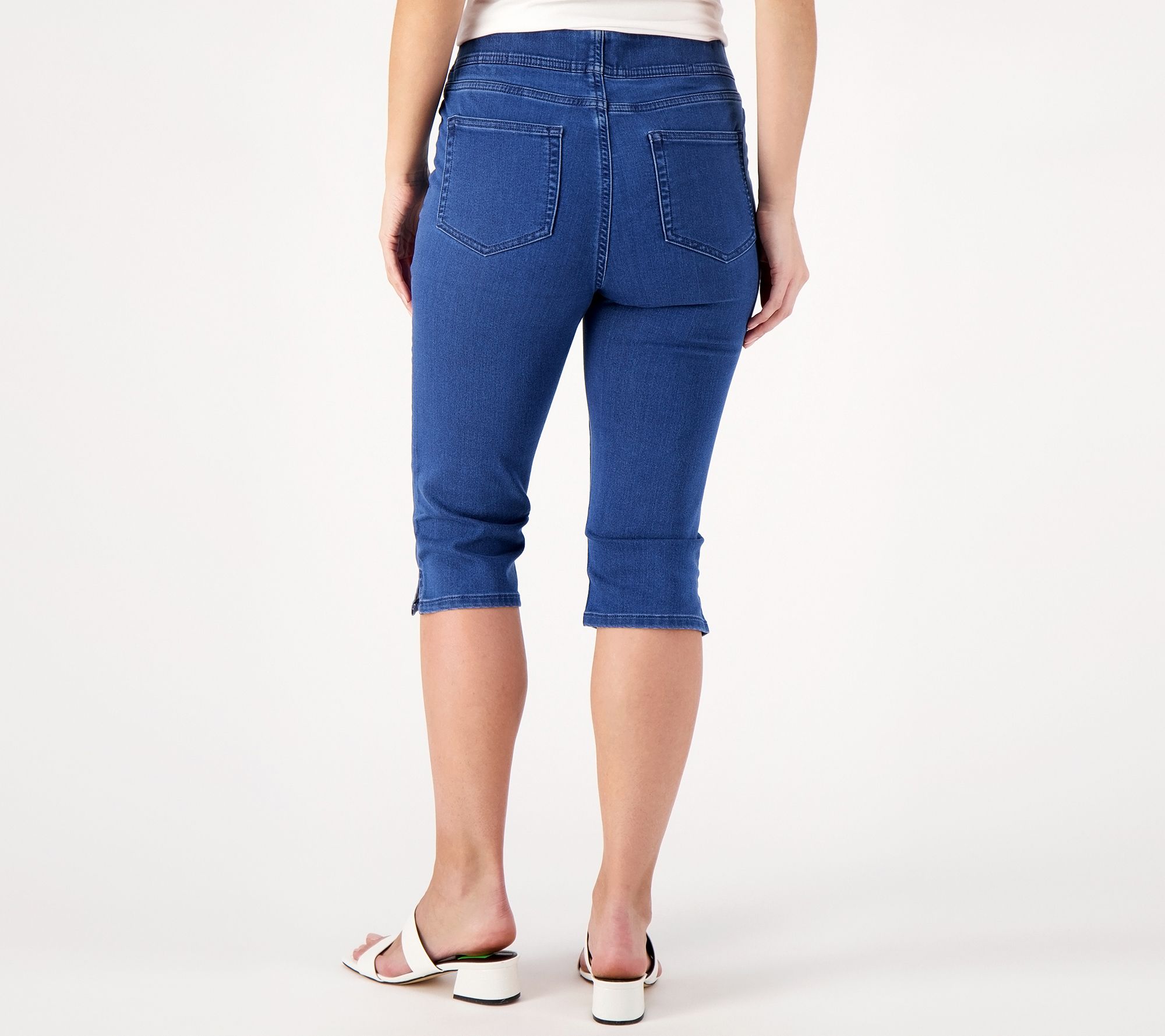 "As Is" Denim & Co. Comfy Knit Denim Pedal Pusher - QVC.com