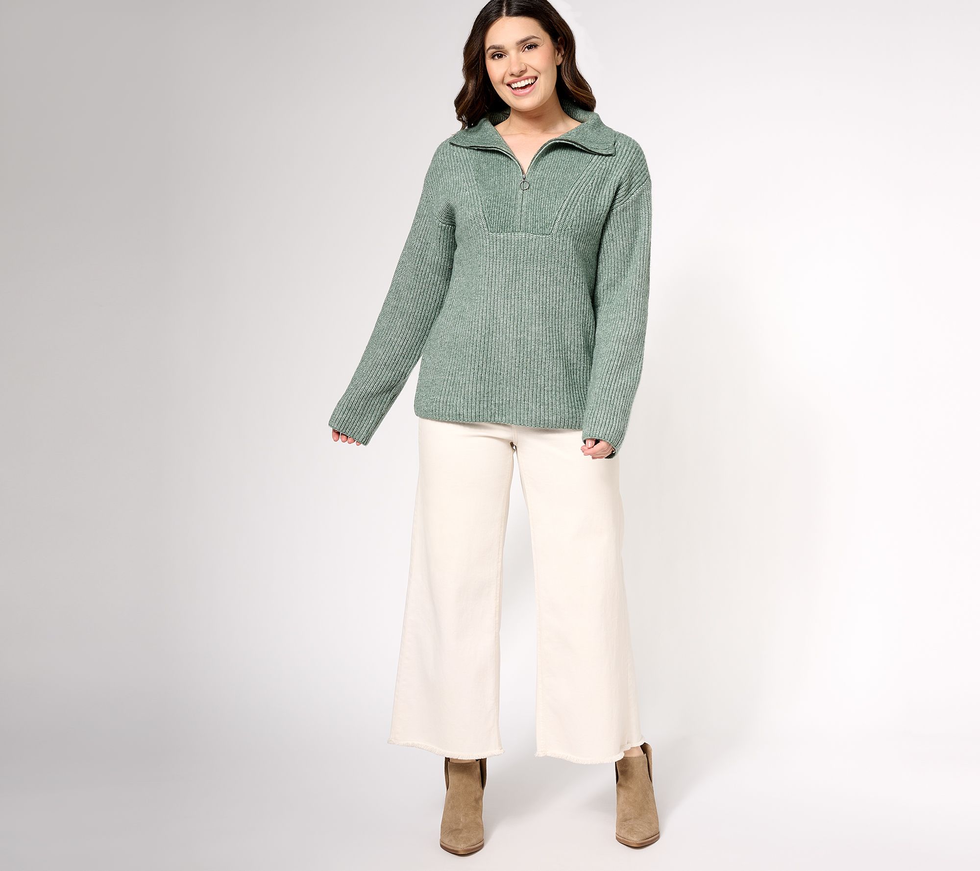 "As Is" Studio Park x Courtney Khondabi Cozy 1/4 Zip Sweater - QVC.com