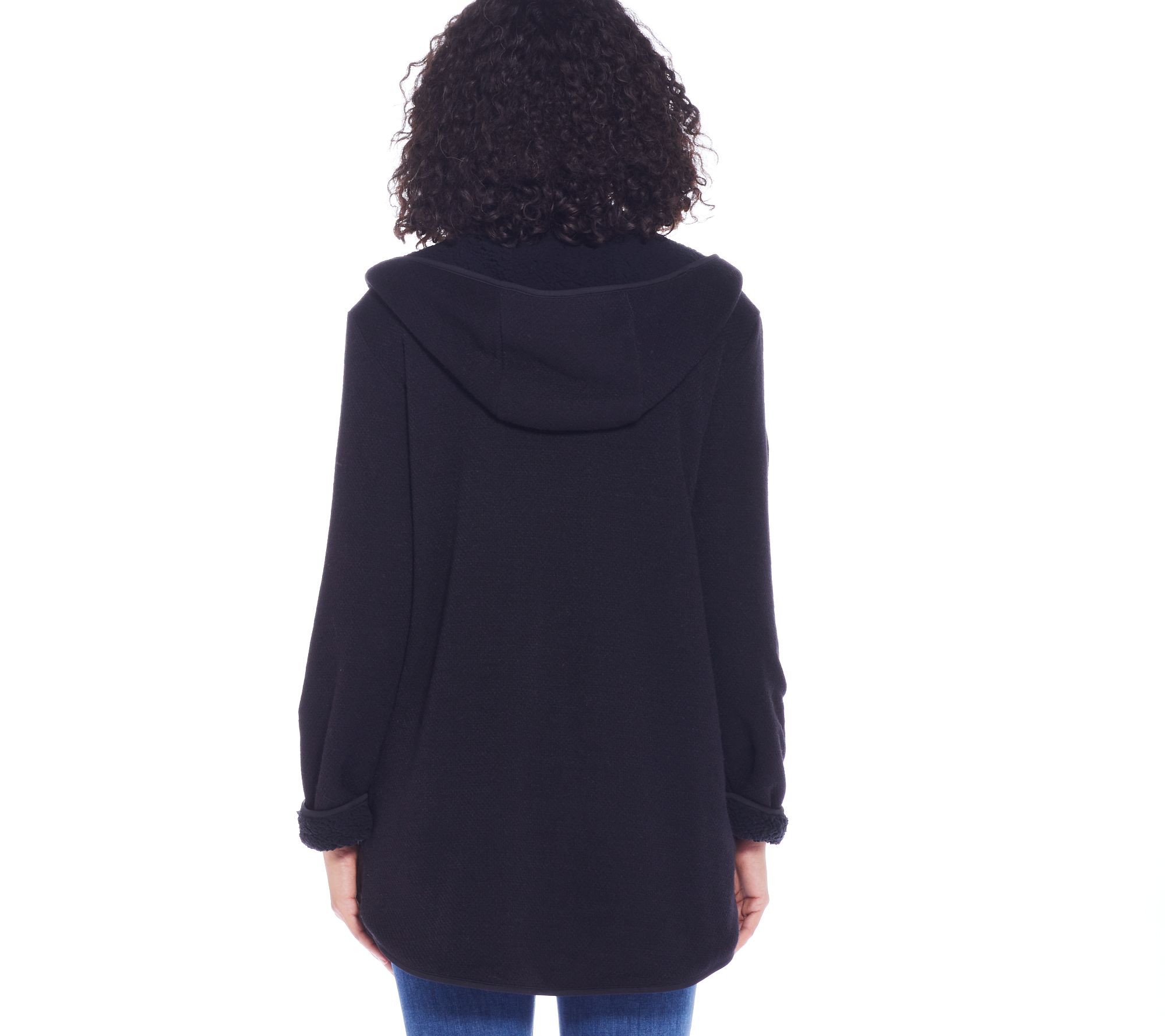 Weatherproof Cozy Knit-to-Sherpa Reversible Hooie Cardigan - QVC.com