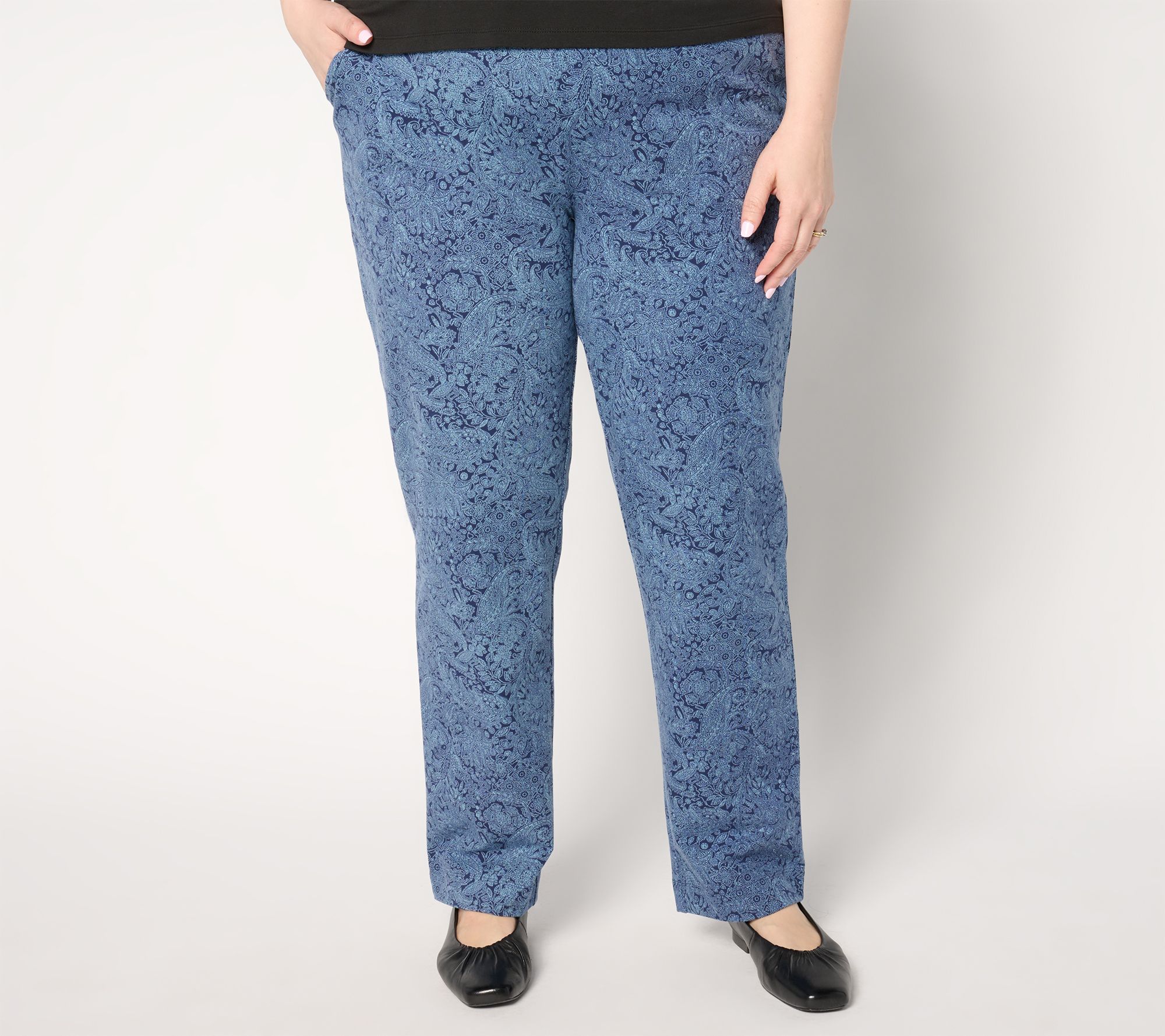Denim & Co. Regular Any Day Duo Stretch Straight-Leg Pants - QVC.com