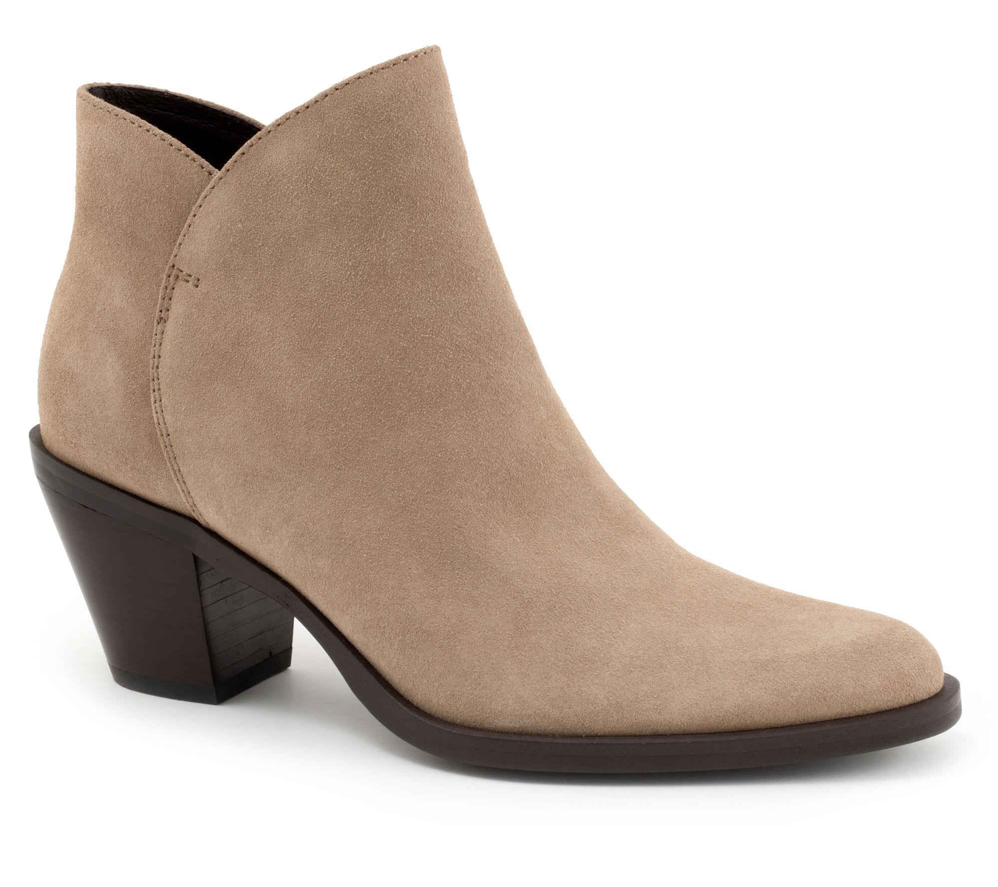 EOS Ellie Leather Western Inspired Stacked Heel Boot - QVC.com