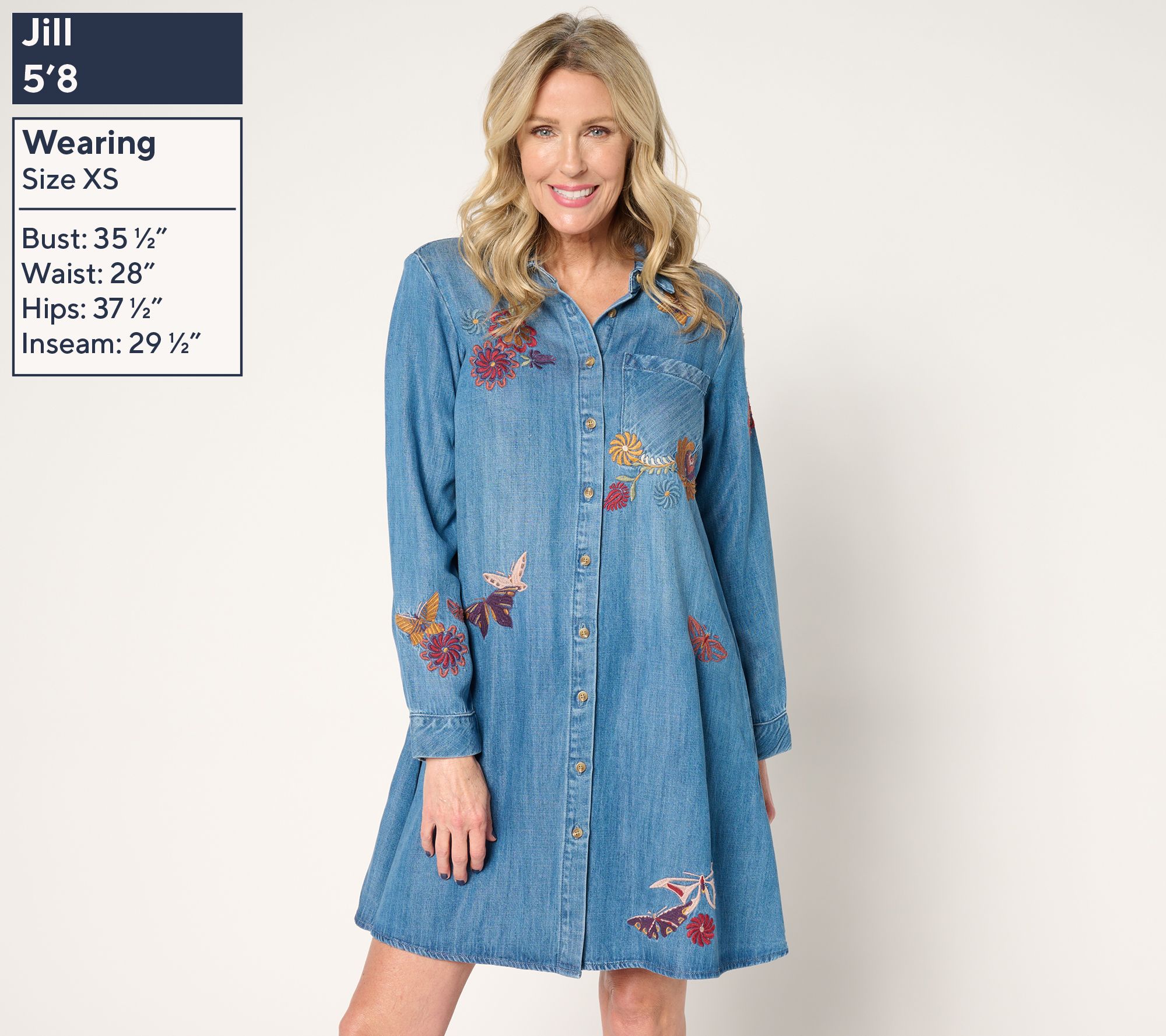 Driftwood Jeans Scottie Long-Sleeve Lyocell Dress - Butterfly - QVC.com