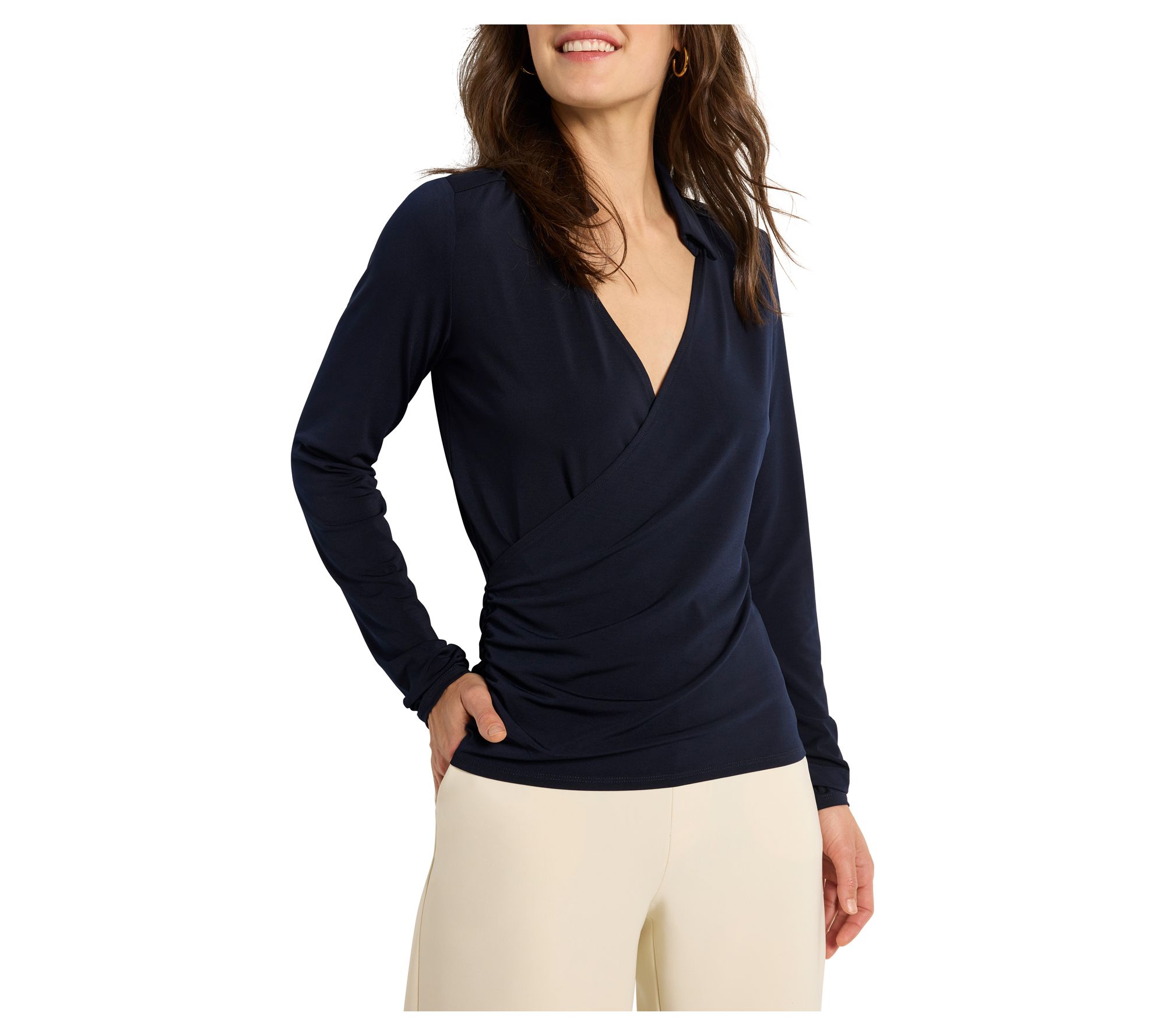 NIC+ZOE Collared Wrap Top - QVC.com