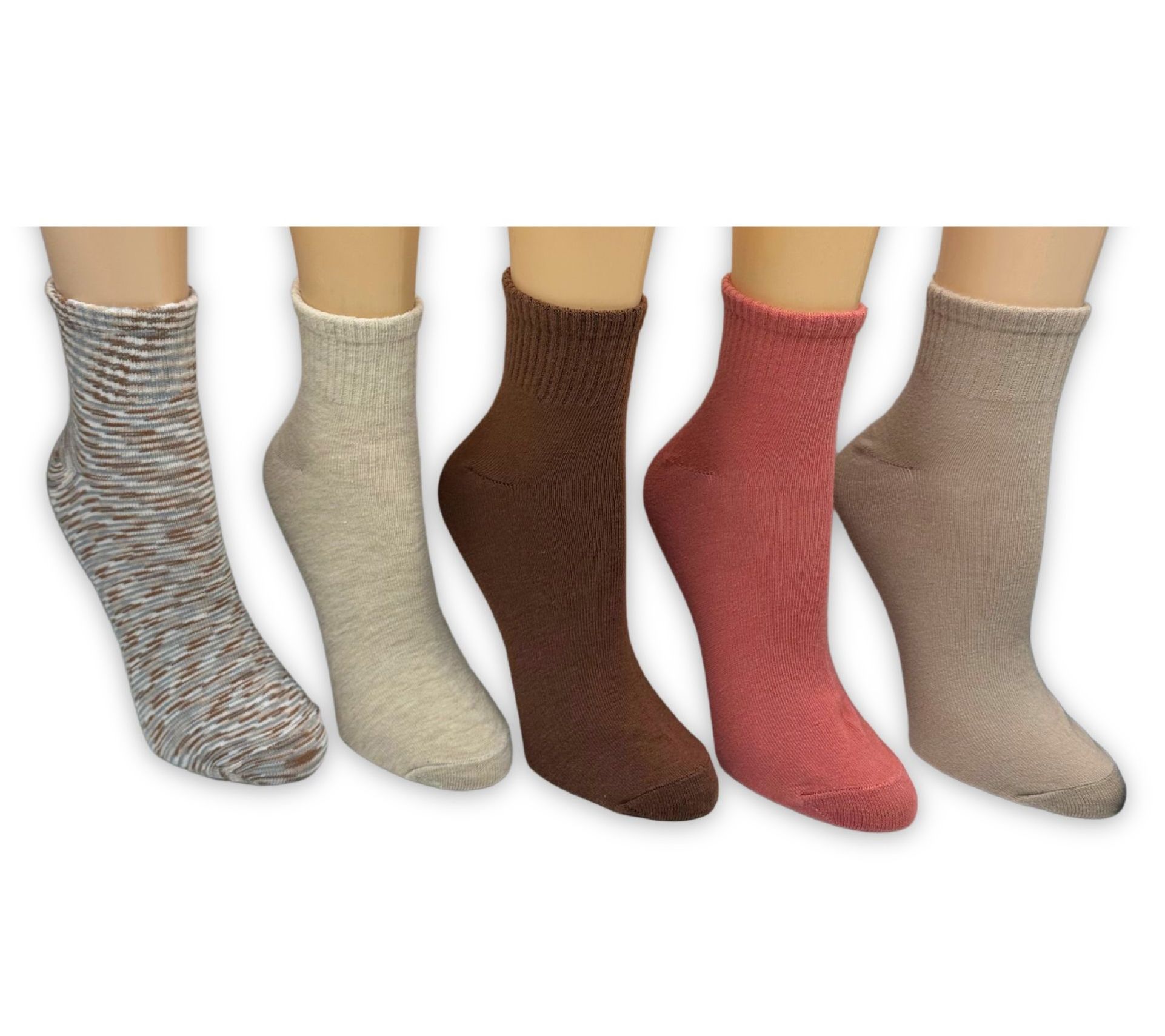 Brookstone Ladies' Set of 5 Ribbed Crew Ankle Socks - QVC.com