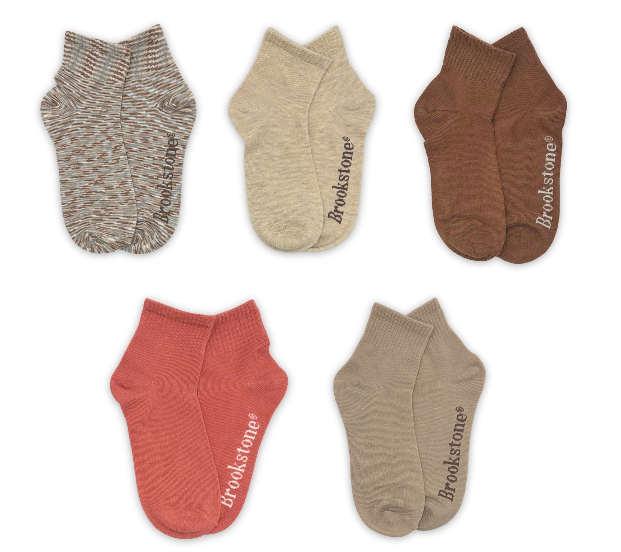 Brookstone Ladies' Set of 5 Ribbed Crew Ankle Socks - QVC.com