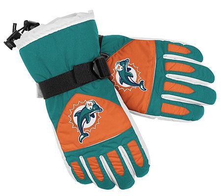 NFL Miami Dolphins Nylon Padded Winter Gloves - QVC.com
