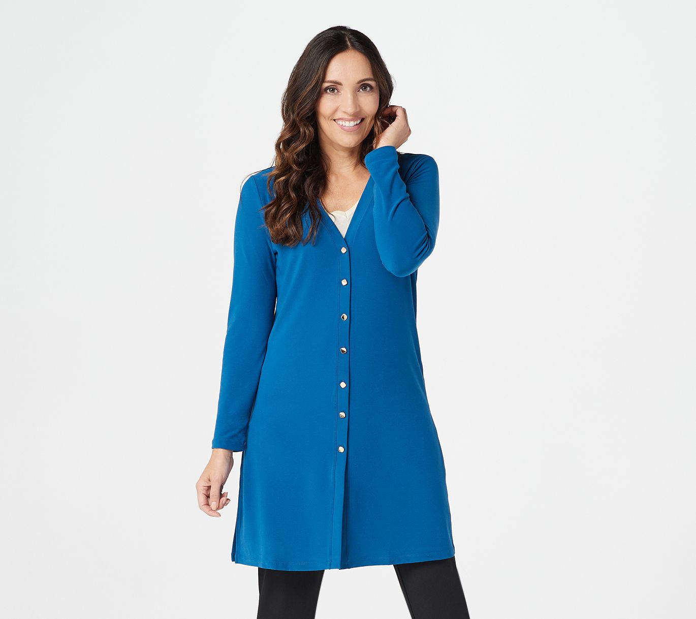 "As Is" Susan Graver Textured Liquid Knit Long Cardigan - QVC.com