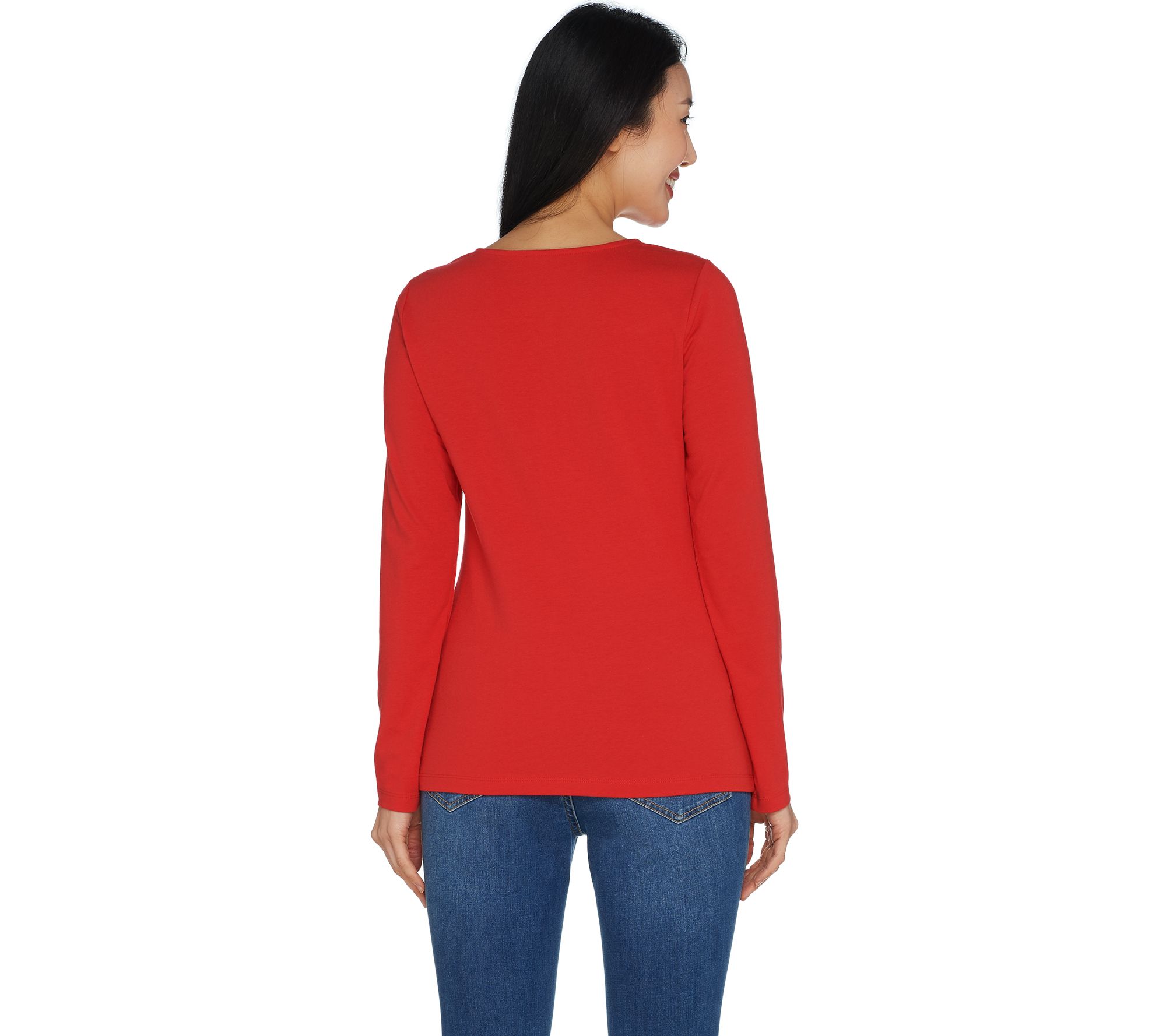 "As Is" G.I.L.I. Long Sleeve Open Keyhole Top - QVC.com