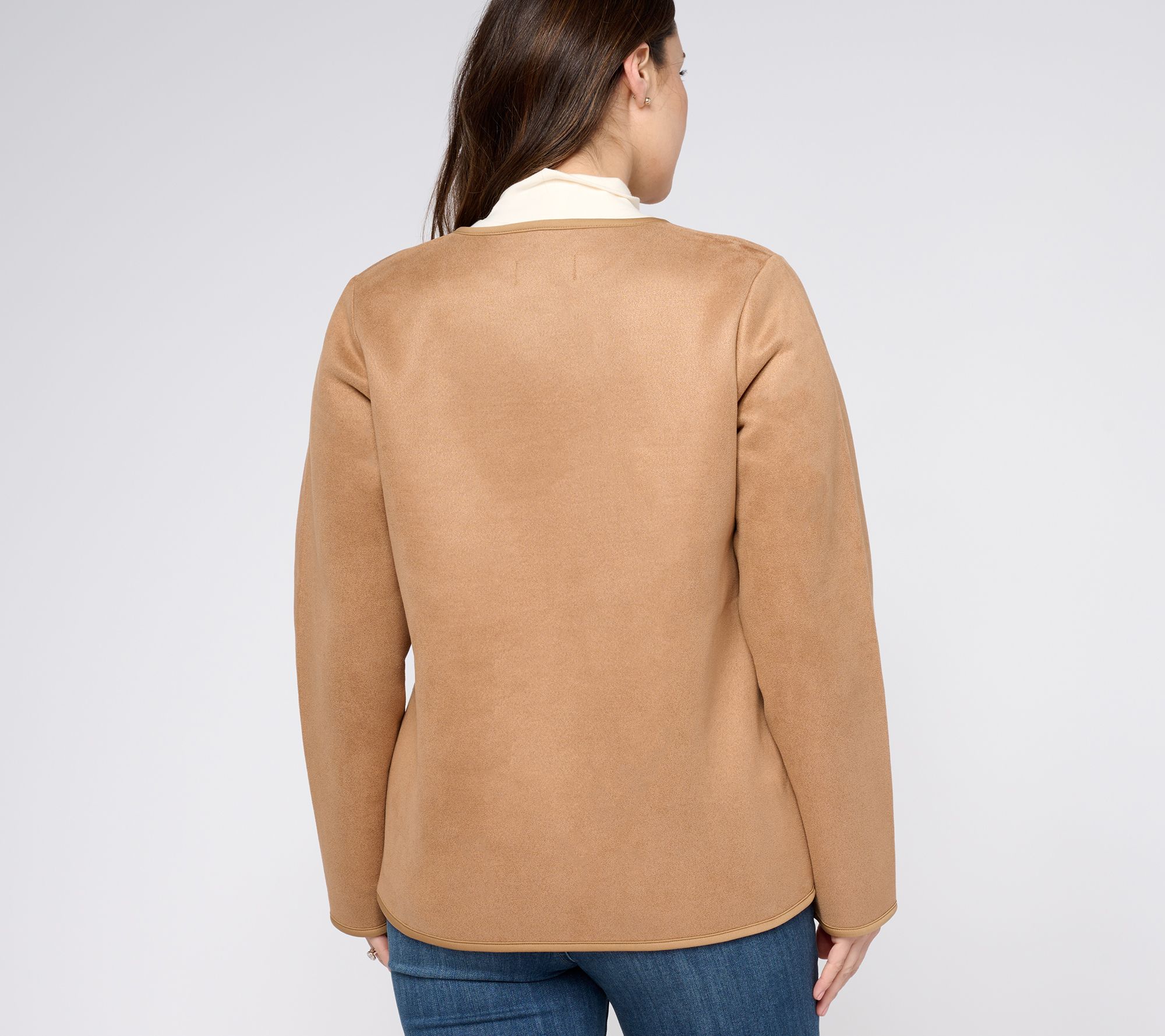 "As Is" Susan Graver Weekend Bonded Faux Suede & Polar Fleece Jacket ...
