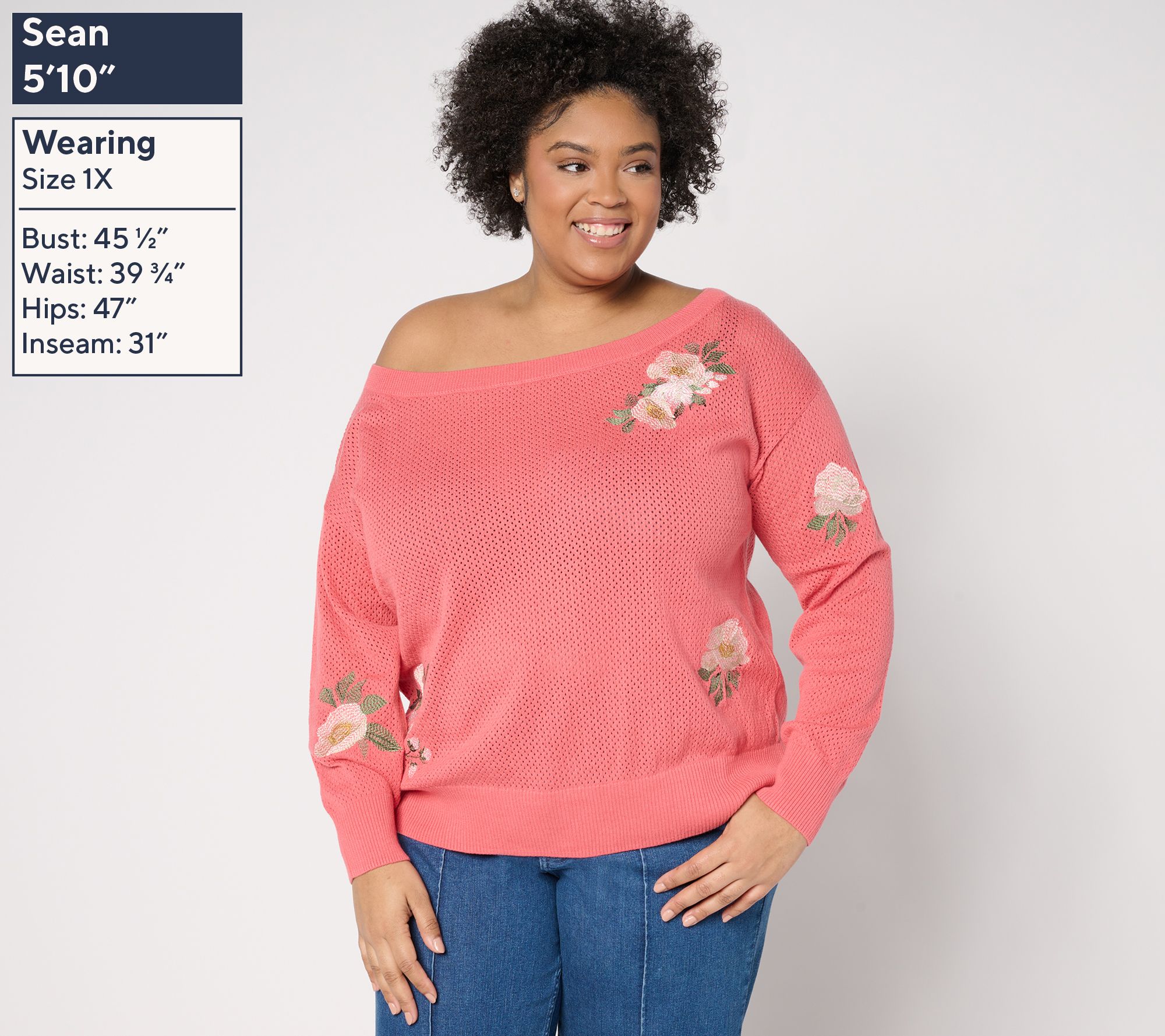 BEAUTIFUL by Lawrence Zarian Floral Off-Shoulder Pullover - QVC.com