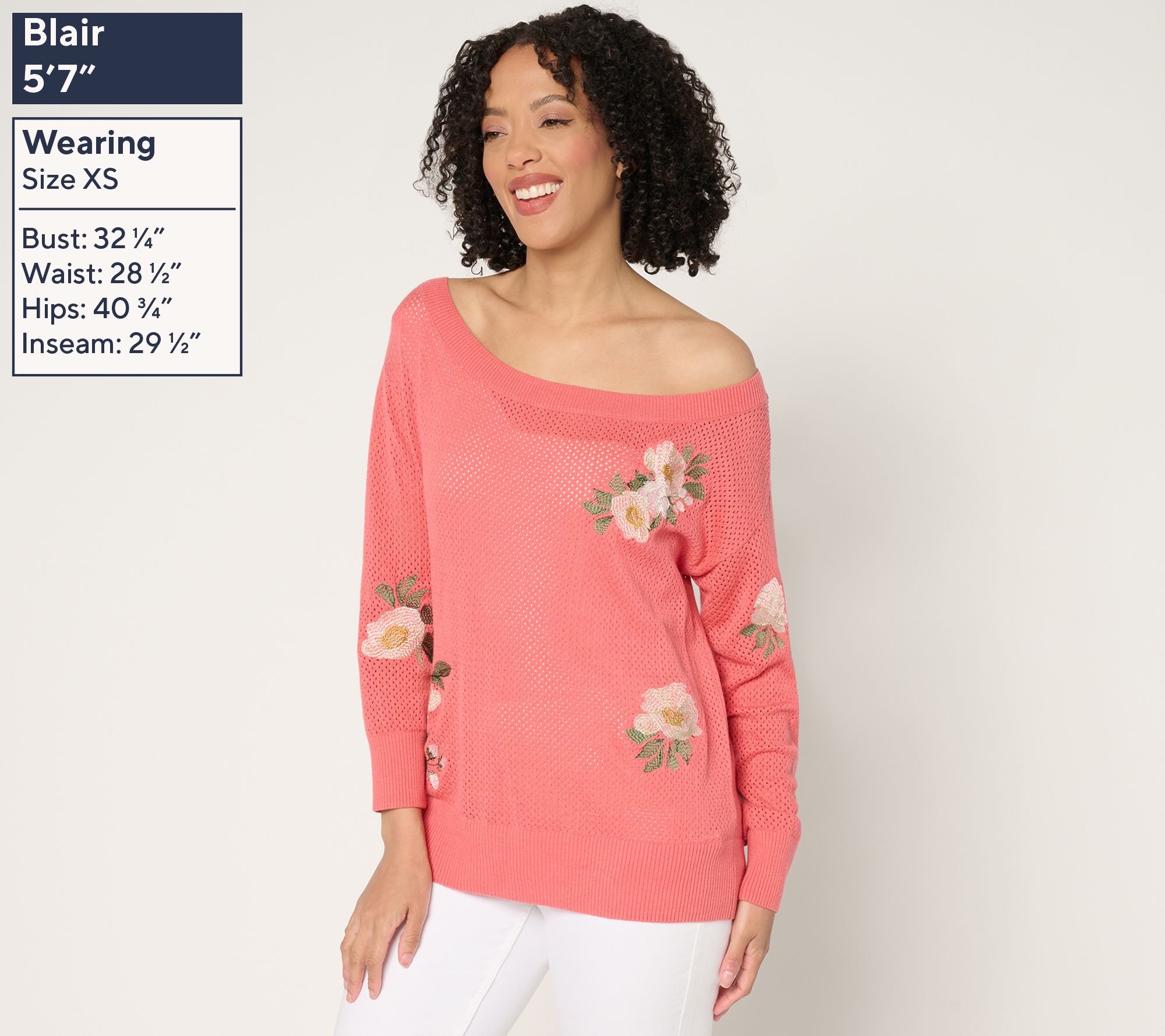 BEAUTIFUL by Lawrence Zarian Floral Off-Shoulder Pullover - QVC.com