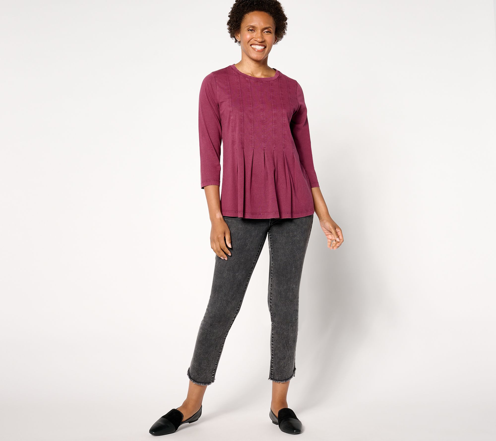 "As Is" LOGO Life by Lori Goldstein Elbow-Sleeve Crewneck Top - QVC.com