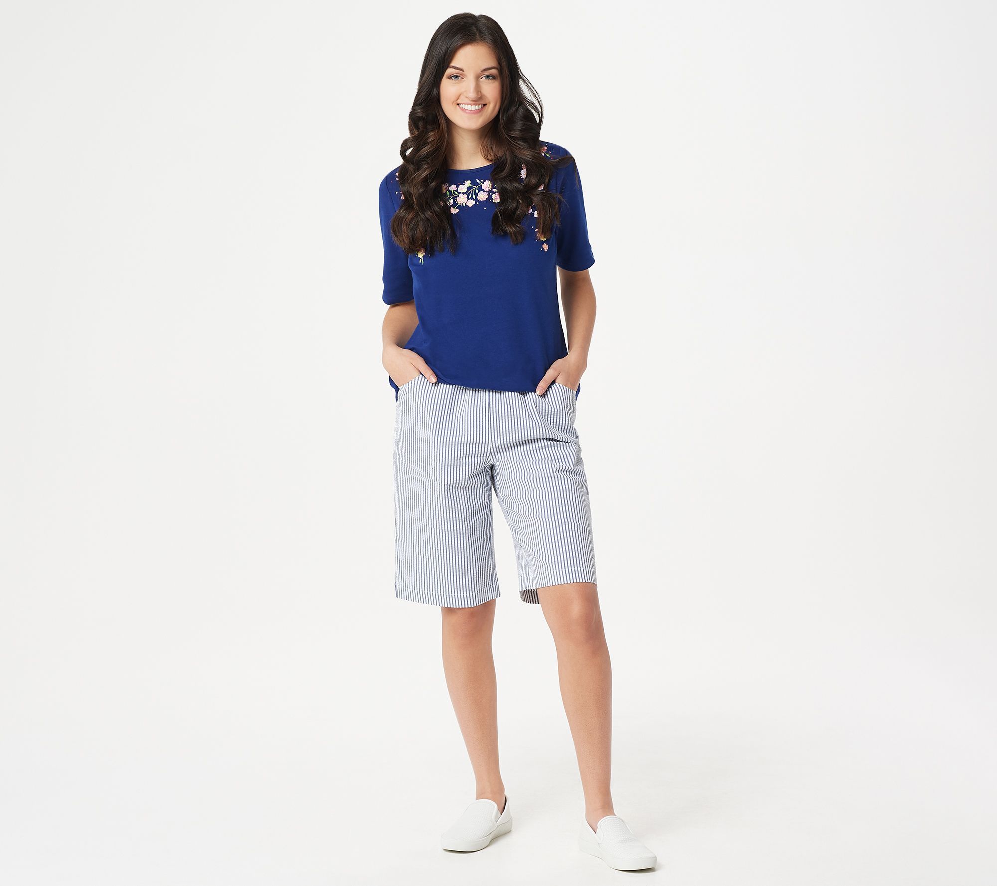 "As Is" Quacker Factory Stretch Seersucker Shorts - QVC.com