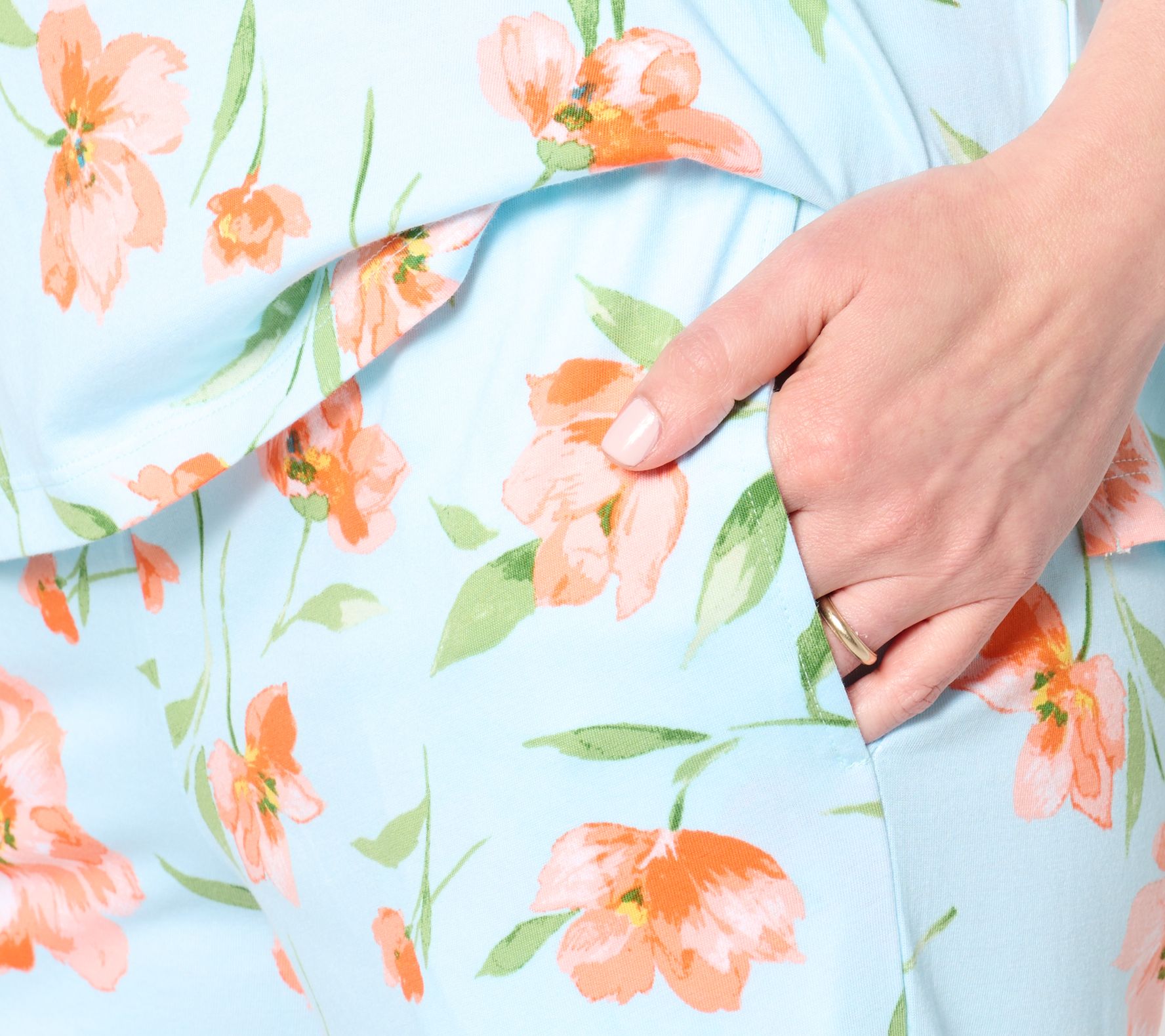 "As Is" Carole Hochman 3/4 Slv Top and Wide Leg Crop Pant Sleep Set ...