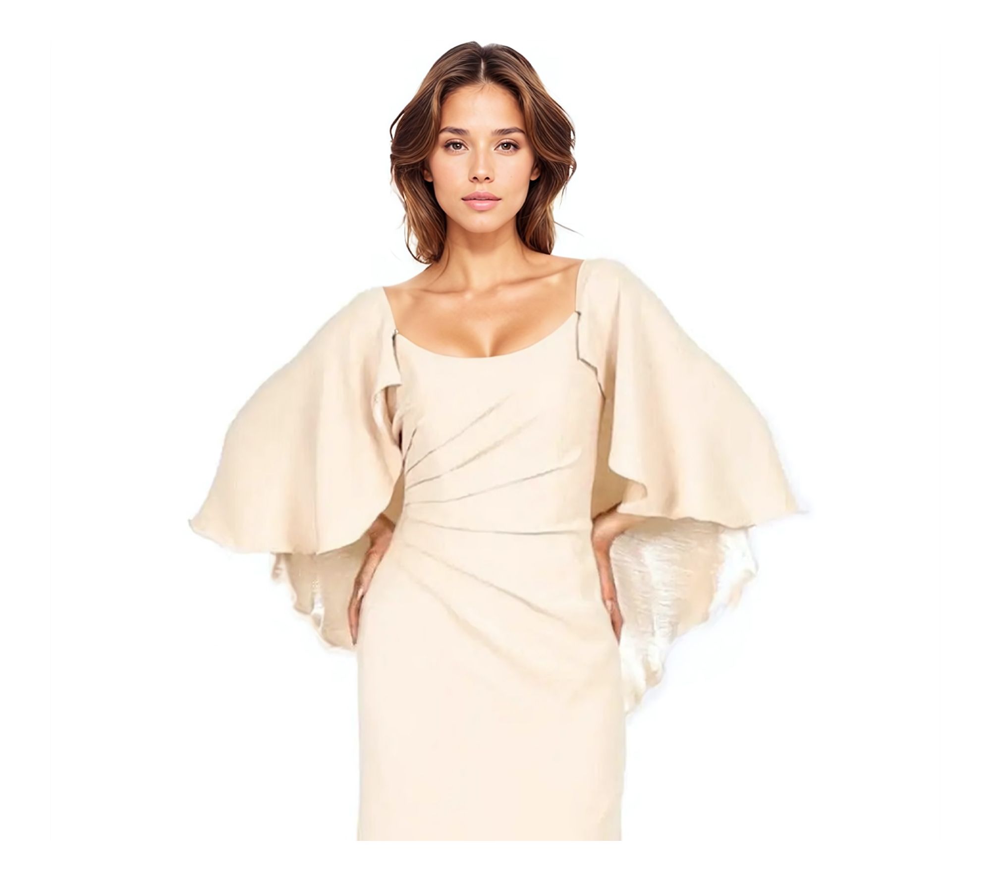 Rene by Rene Ruiz Collection Cape Sleeve Gown - QVC.com