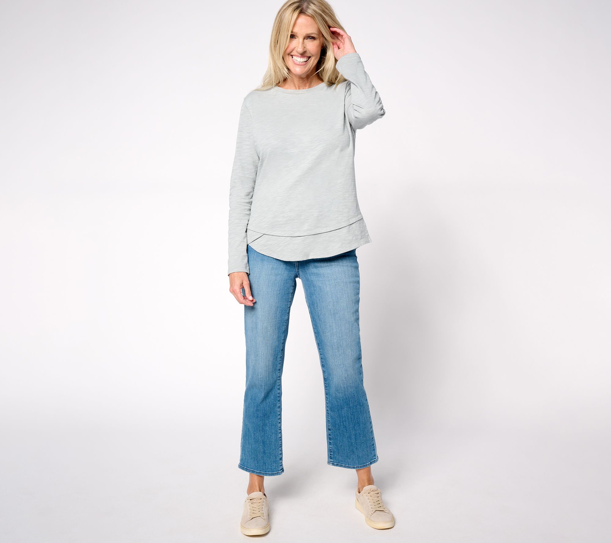 "As Is" Studio Park x Amy Stran Long Sleeve Slub Knit Top - QVC.com