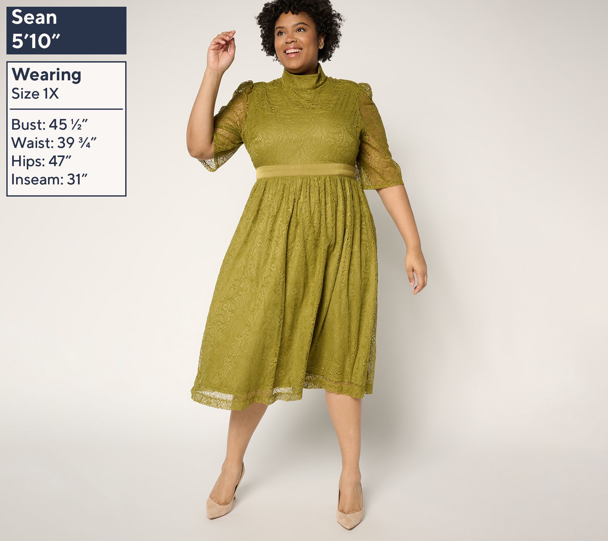 "As Is" by Stacy London Petite Stretch Lace Lined Midi Dress - QVC.com