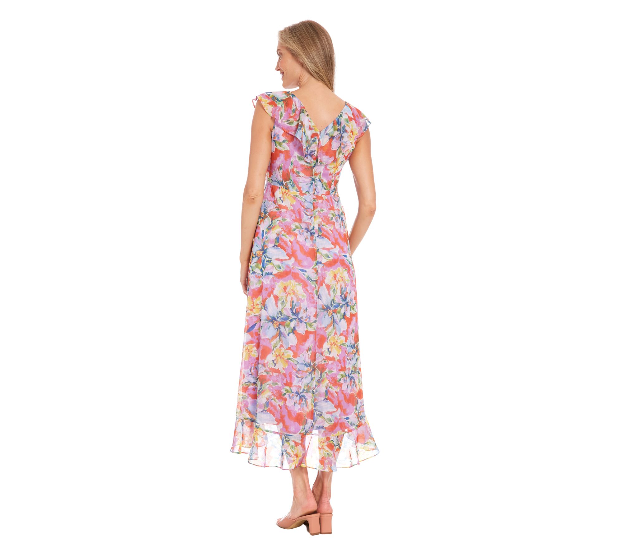 London Times Ruffle Wrap Maxi Dress - QVC.com