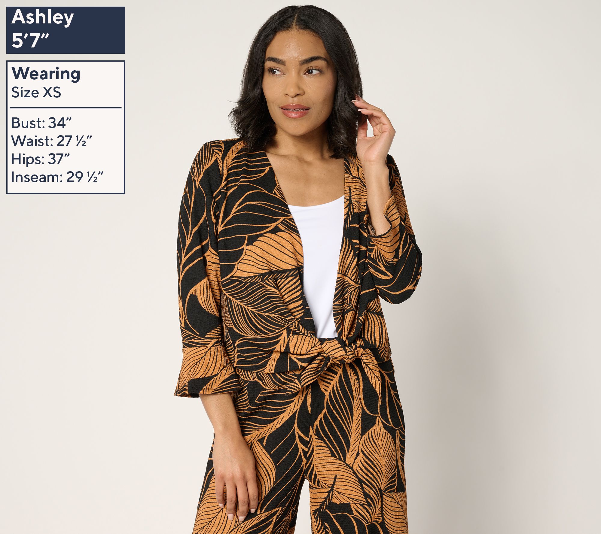 "As Is" Susan Graver Printed Textured Knit Flounce Sleeve Shrug - QVC.com