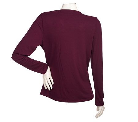 Dialogue Long Sleeve Front Knot Novelty Top - QVC.com