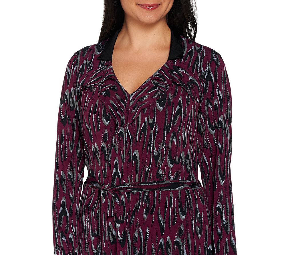 Kelly by Clinton Kelly Printed Knit Dress with Ruffle Detail - QVC.com