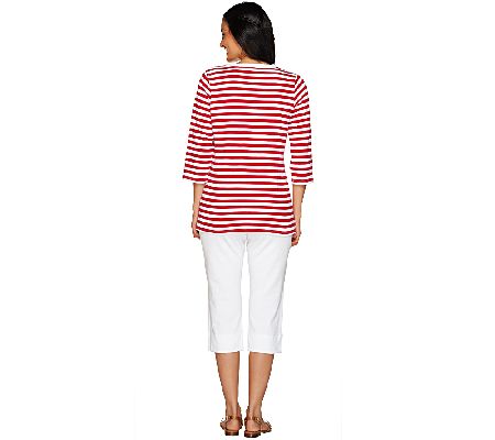 Quacker Factory Summer Fun Stripe Pullover and Capri Pant Set - QVC.com