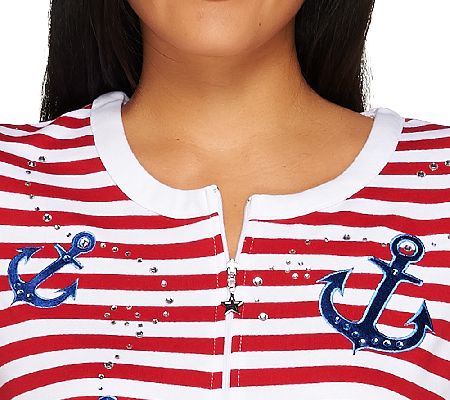 Quacker Factory Summer Fun Stripe Pullover and Capri Pant Set - QVC.com