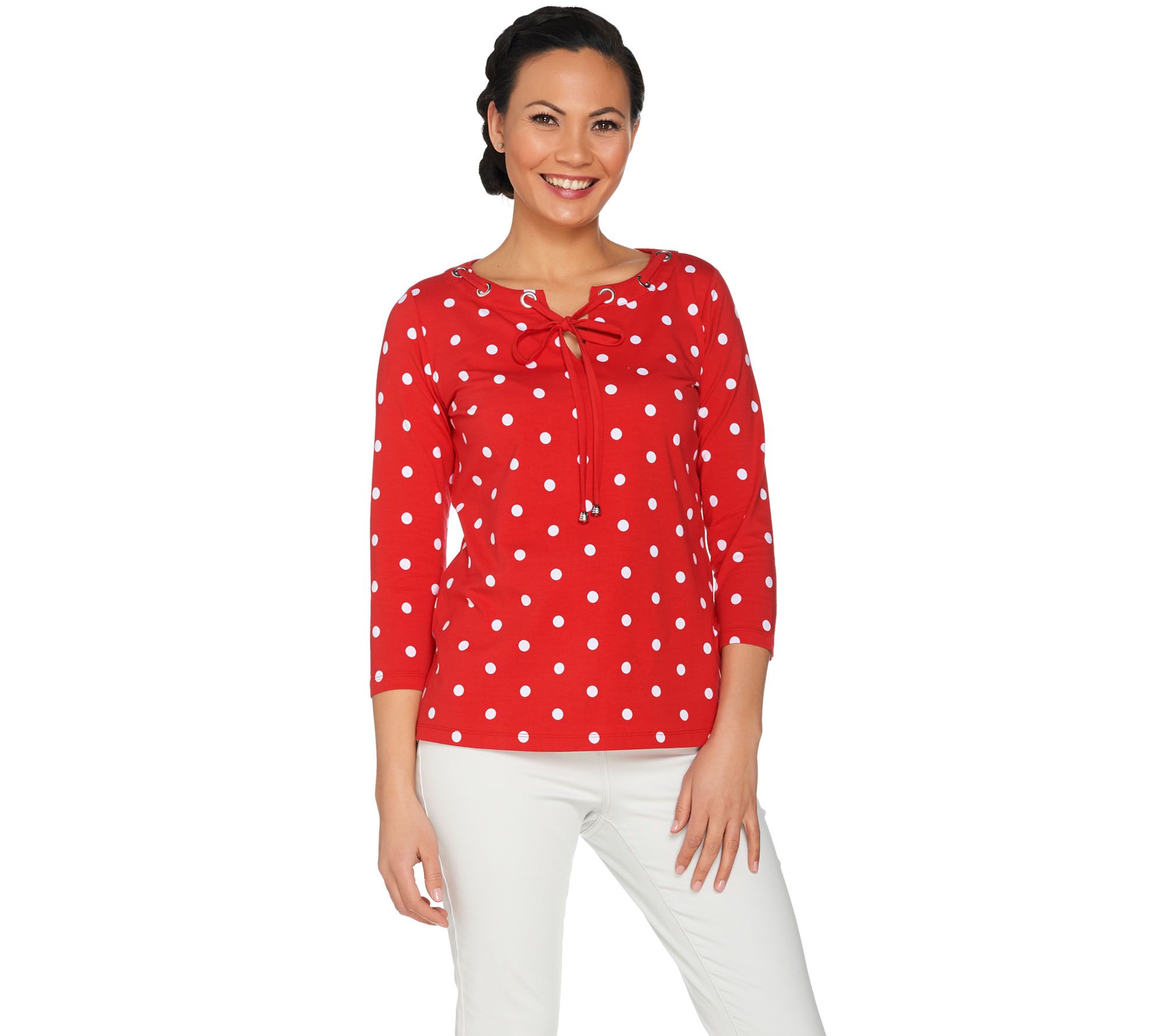 Susan Graver Weekend Printed Stretch Cotton Modal Top - QVC.com