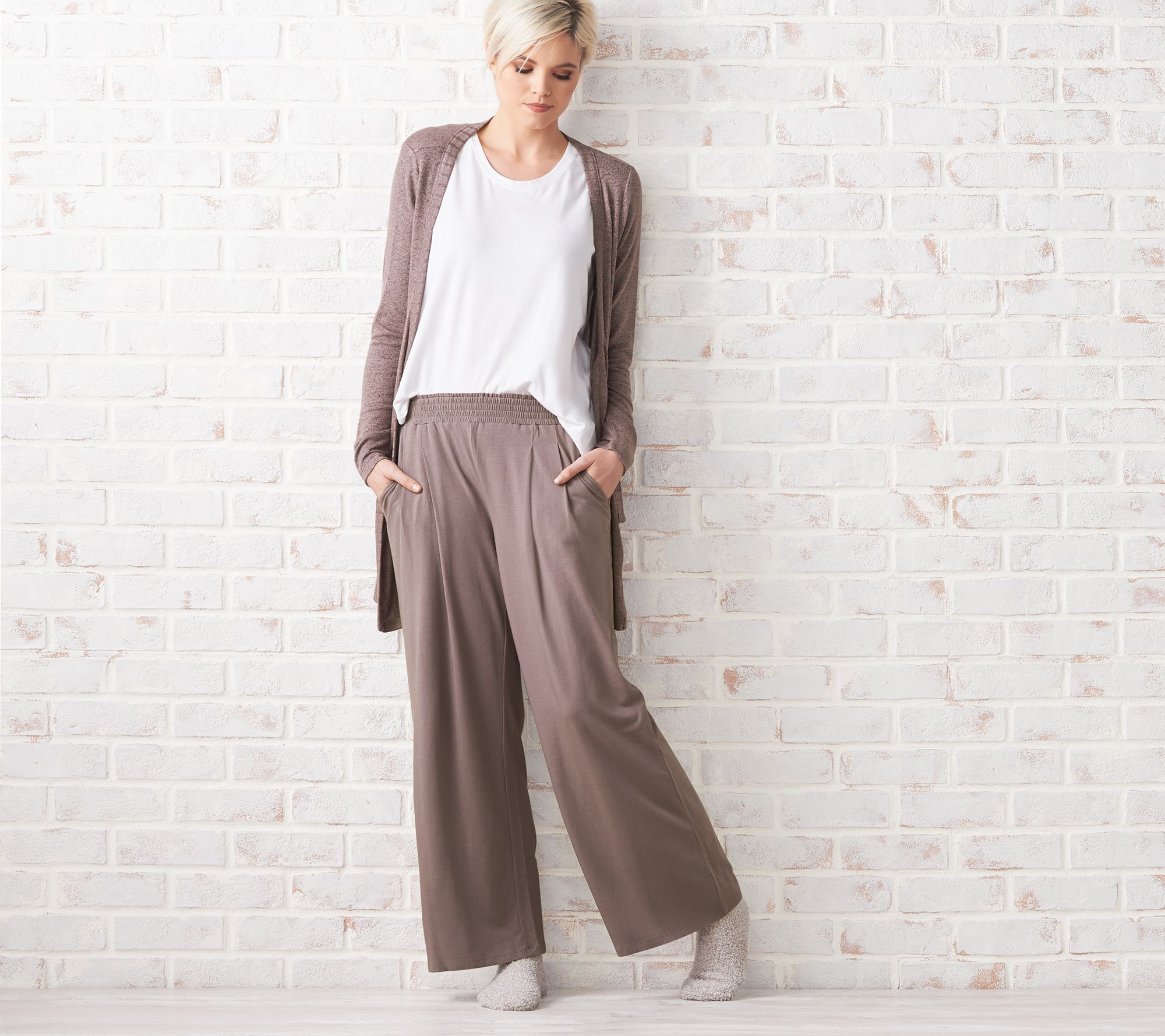 (QVC) AnyBody Loungewear Cozy Knit Wide-Leg Pants – TVShoppingQueens