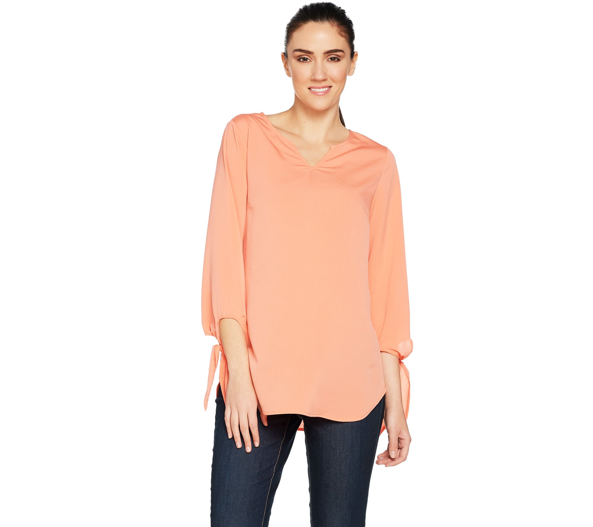 "As Is" C. Wonder Split Neck "Caitlin" Blouse with Tie Detail - QVC.com
