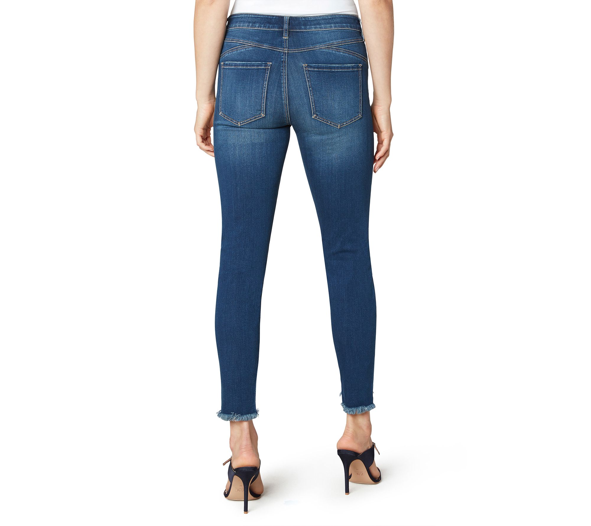 Liverpool Piper Hugger Curved Fray Hem Jeanin Swanson - QVC.com