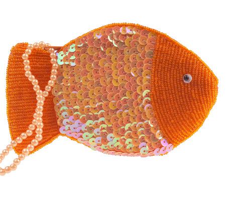 Redfish Designs Sequin Zip Top Novelty Fish Coin Purse with Beaded ...
