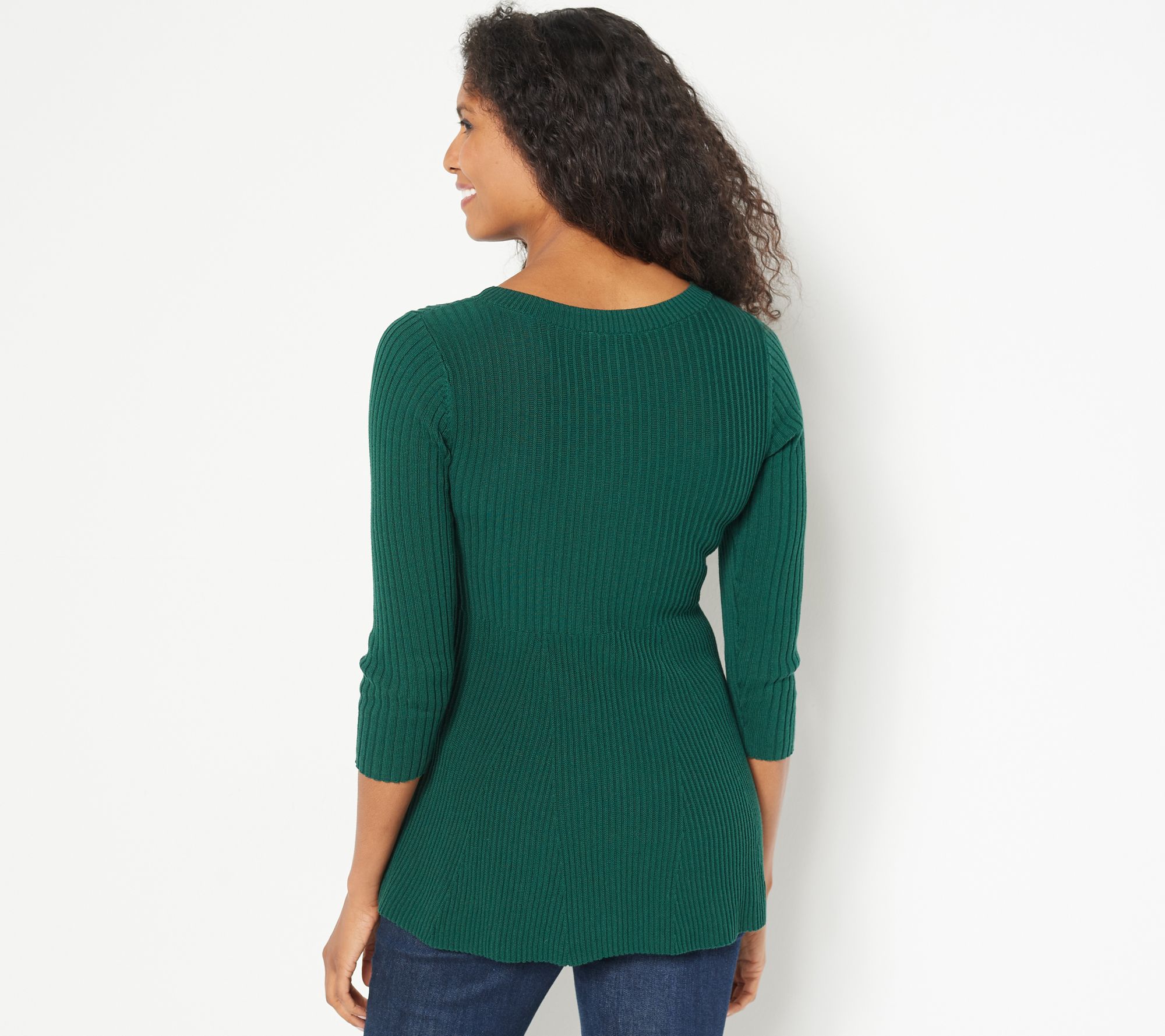 "As Is" Susan Graver Modern Essentials Bateau Neck Peplum Sweater - QVC.com