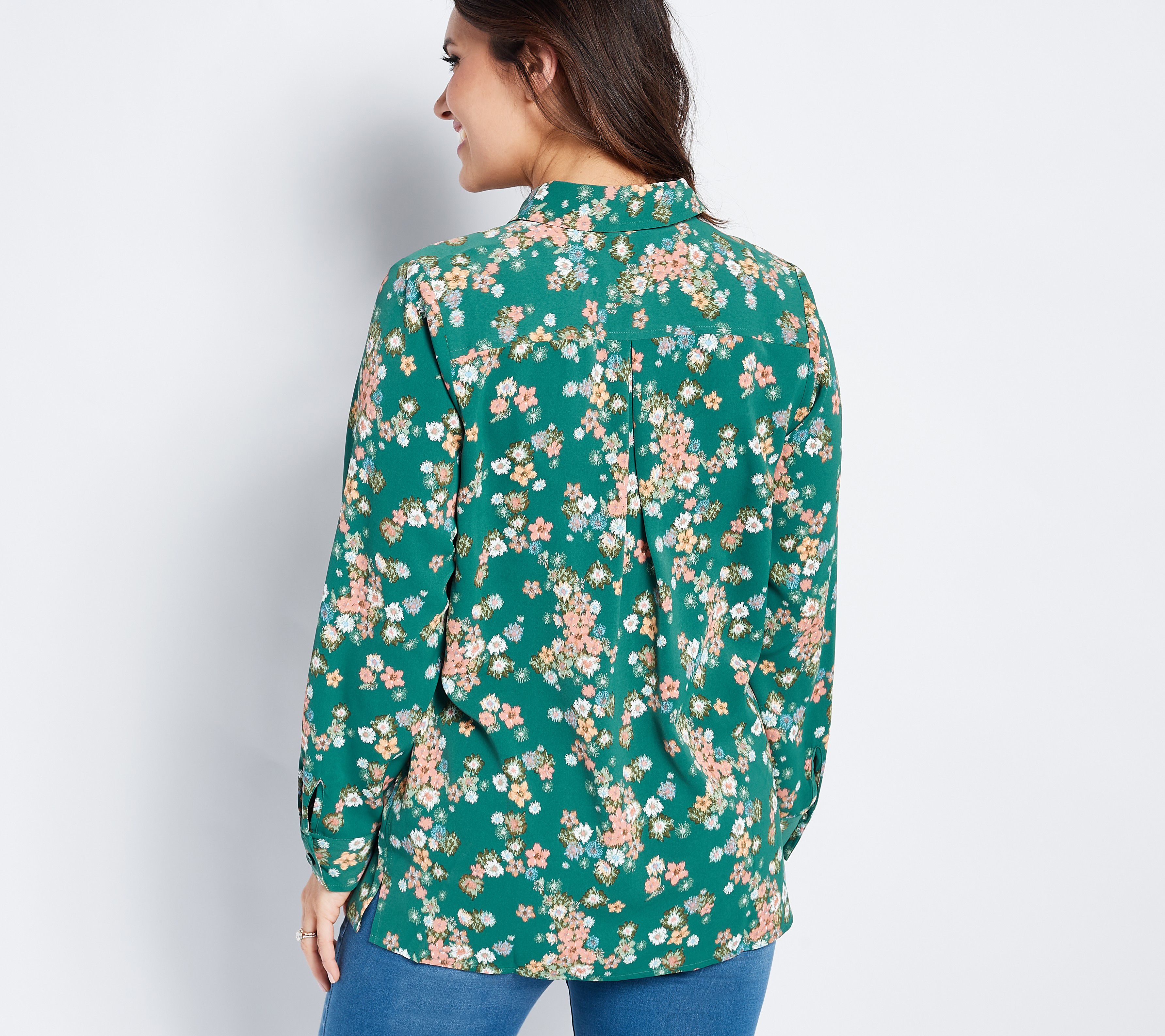 "As Is" Joan Rivers Long Sleeve Floral Blouse - QVC.com