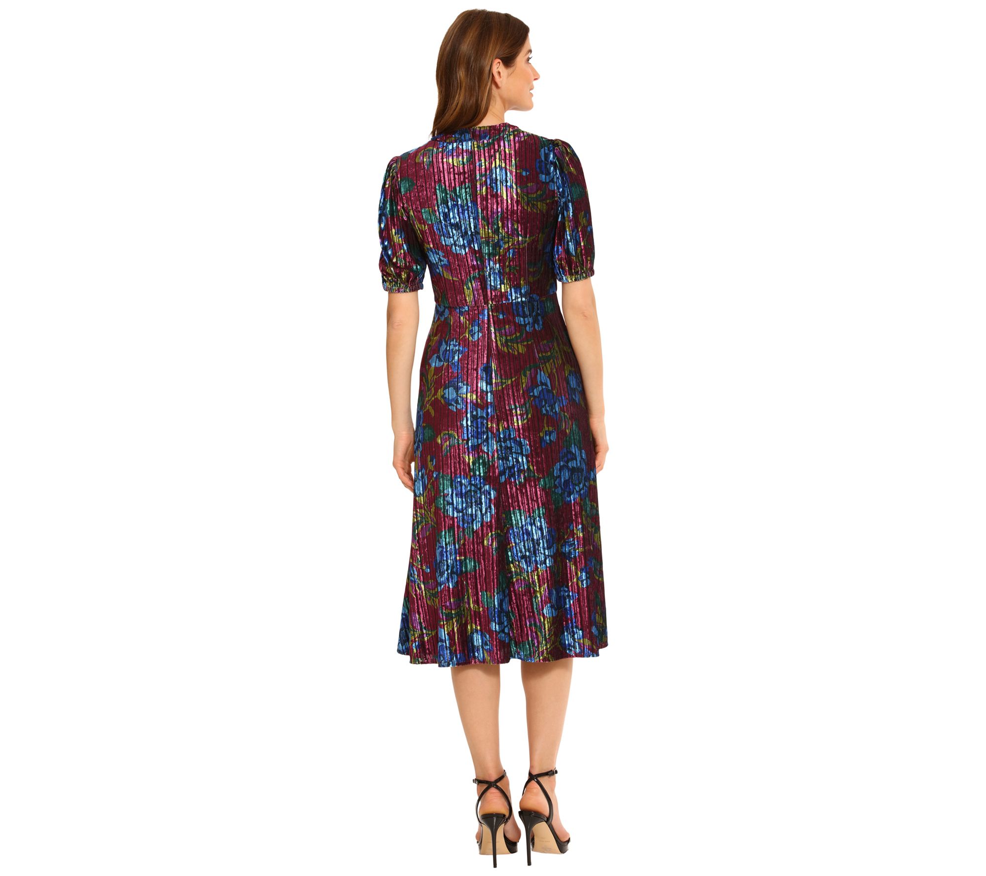 Maggy London Printed Velvet Twist-Neck Midi Dress - QVC.com