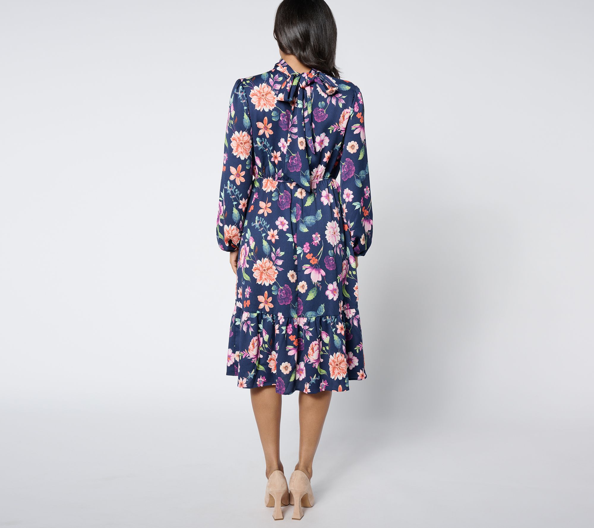 Studio Park X Ali Carr Tiered Ruffle Dress with Bow - QVC.com