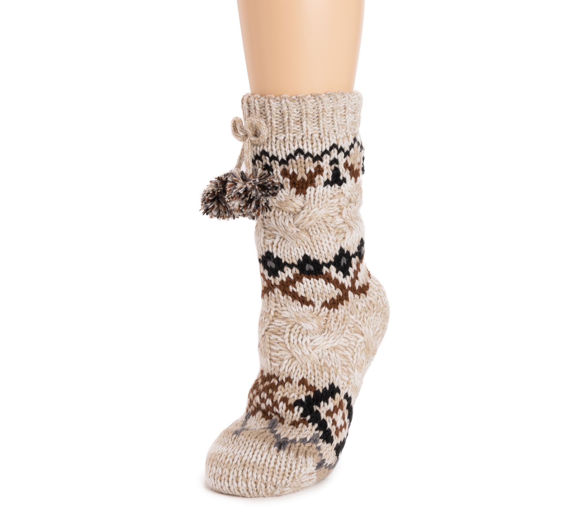 MUK LUKS Women's Keep it Cozy Fair Isle Sherpa Cabin Socks - QVC.com