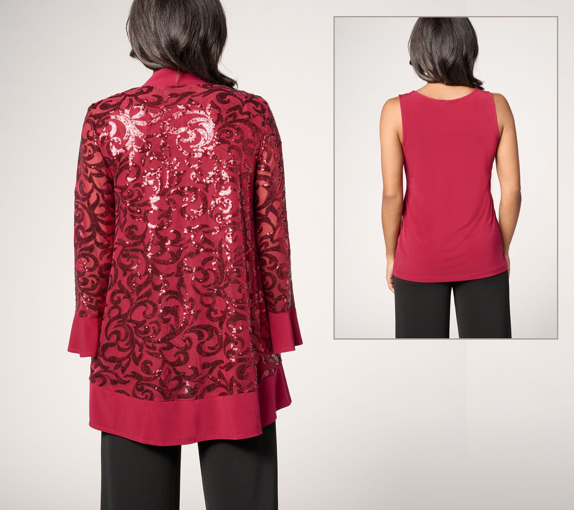 "As Is" Susan Graver Occasion Regular Sequin Cardigan and Tank Set ...