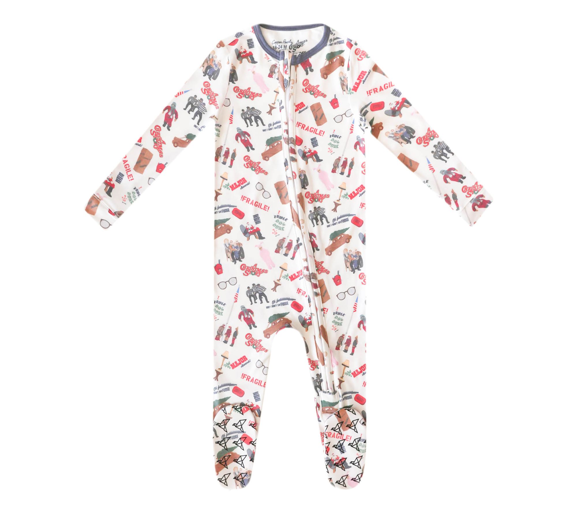 Copper Pearl Zip-Up Footie Pajamas - ChristmasClassics - QVC.com