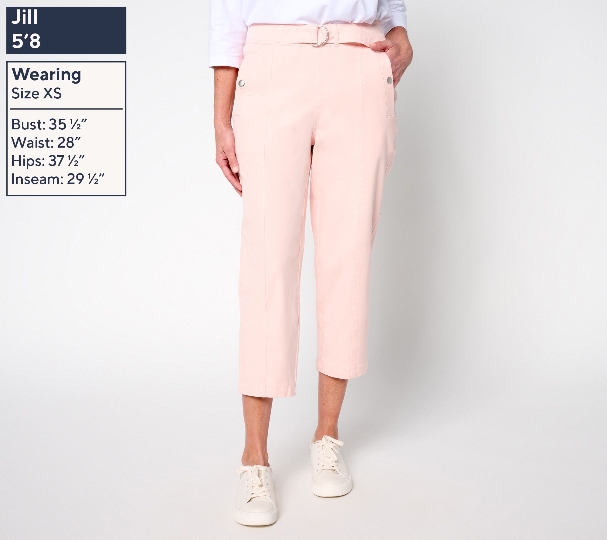 AnyBody All-Stretch Twill Tapered Pants w/ Faux D-Ring Belt - QVC.com