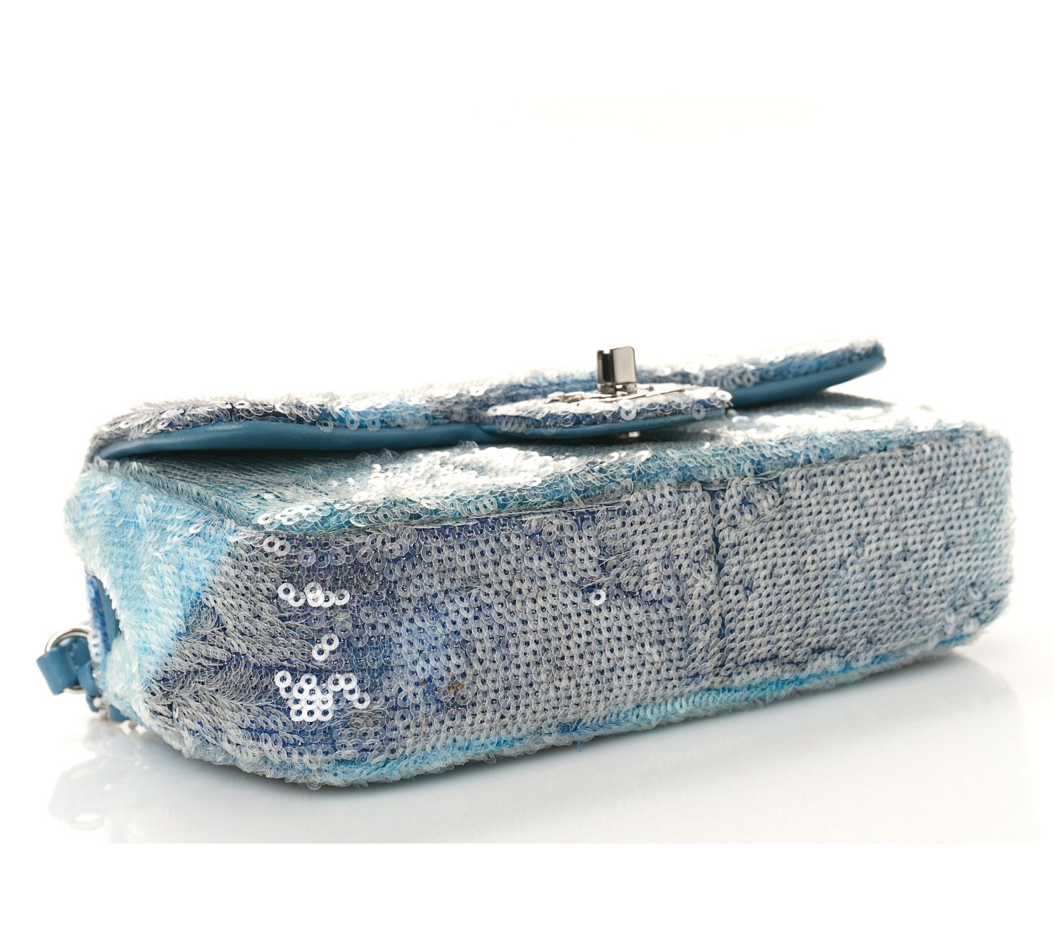 Pre-Owned Chanel Sequin Mini Waterfall Flap Light Blue - QVC.com