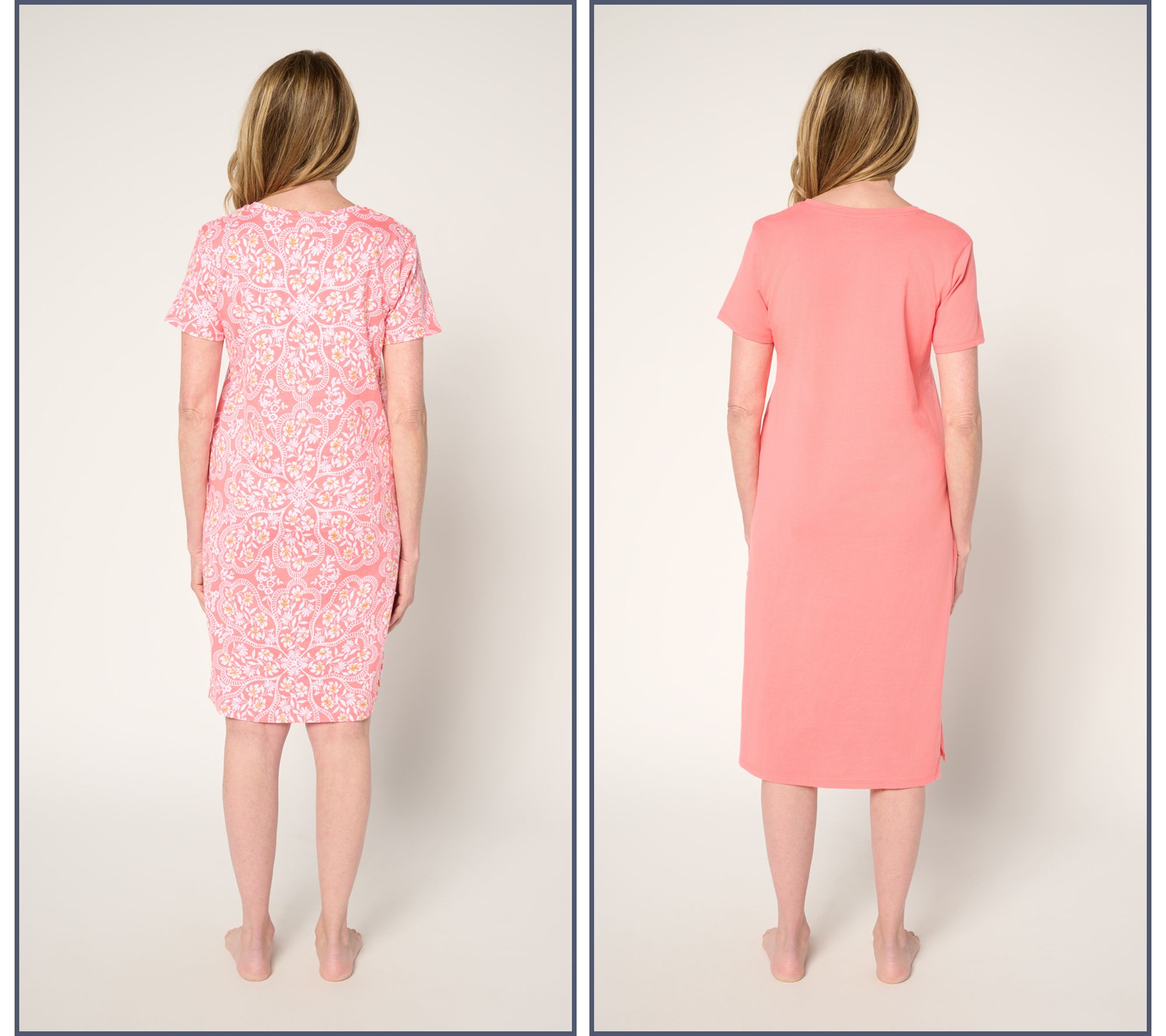 "As Is" Stan Herman Riviera Floral 100% Cotton Set of 2 Lounge Dresses ...