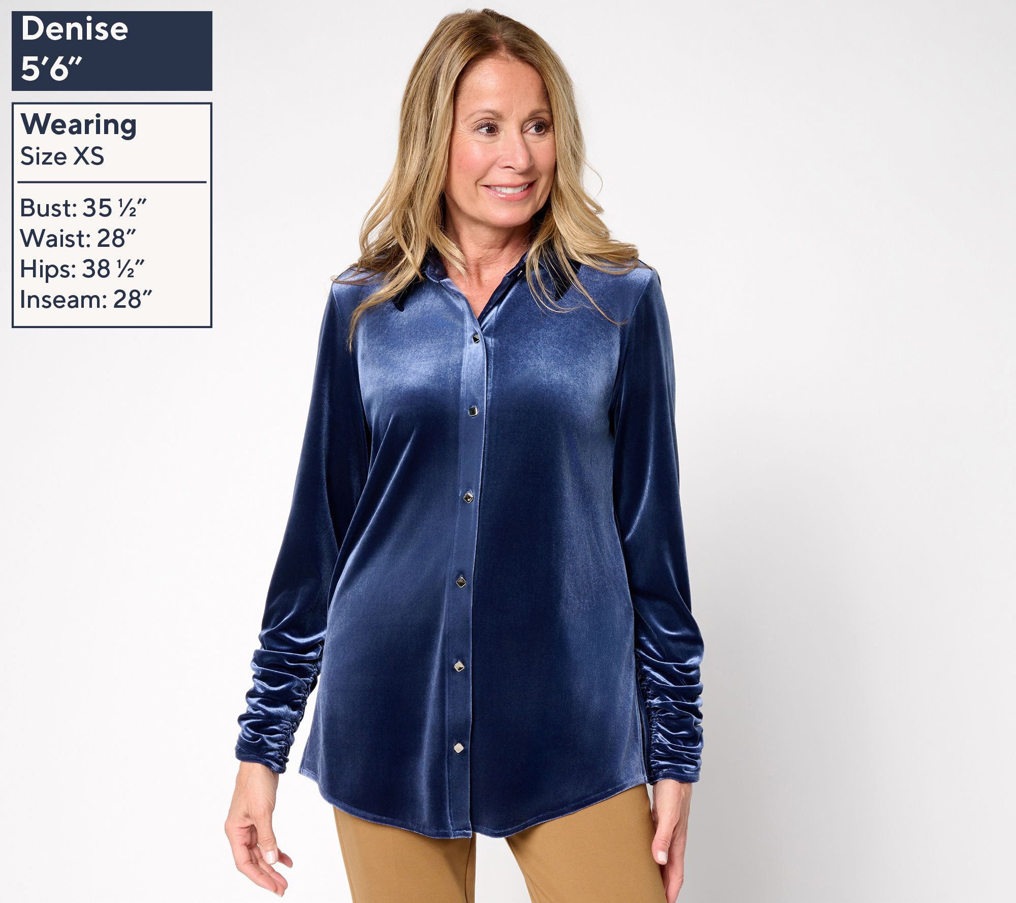 Susan Graver Knit Velvet Button Front Long Sleeve Big Shirt - QVC.com