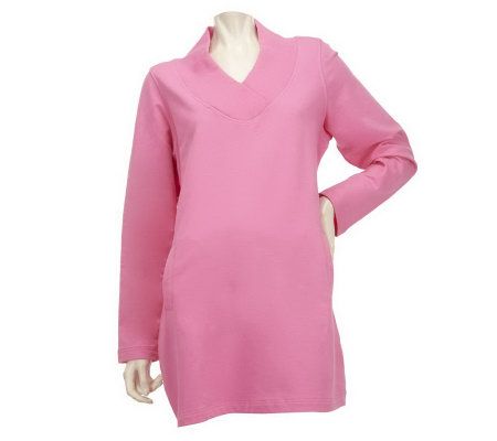 Denim & Co. Long Sleeve Crossover V-Neck Top - QVC.com